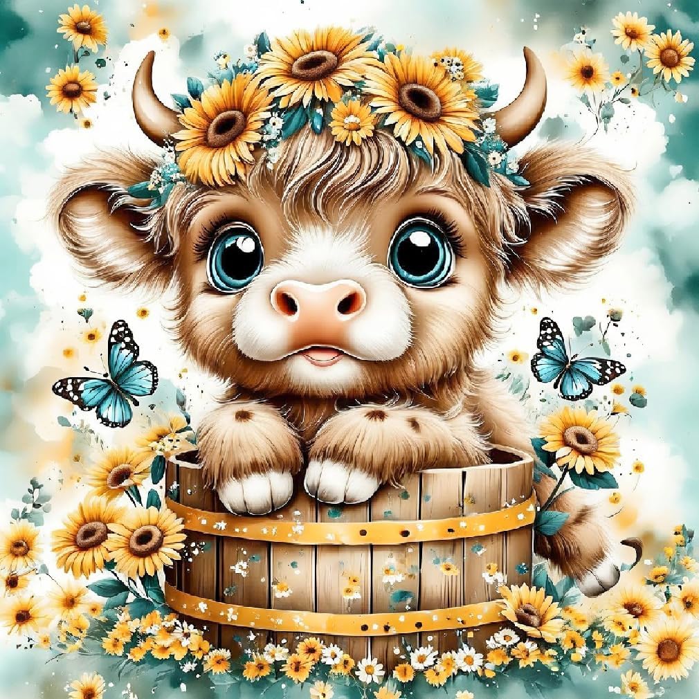 Amazon.com: LWZAYS Highland Cow Diamond Art Kits for Adults, Cartoon ...