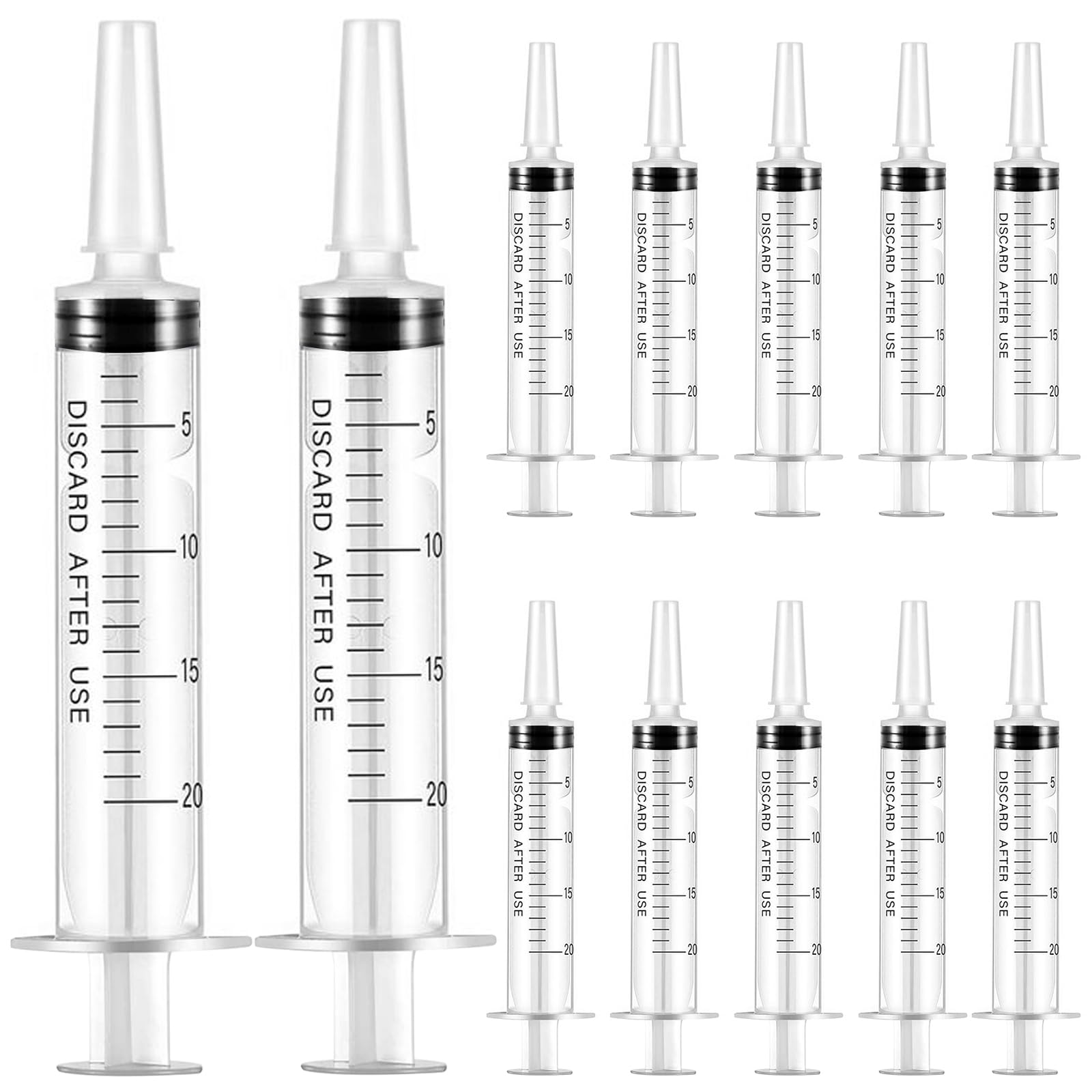 12Pcs 20ml Syringe, Liquid Measuring Syringe with Caps Feeding Syringe ...