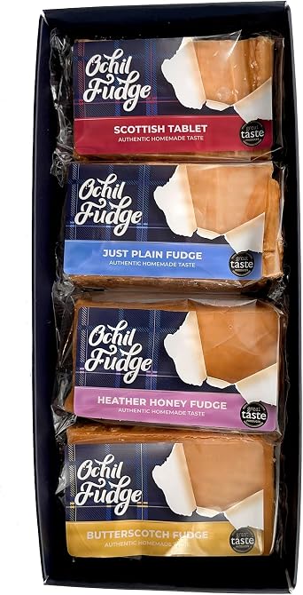 Ochil Fudge Handmade Scottish Fudge & Tablet Gift Box, 4 Mouthwatering ...