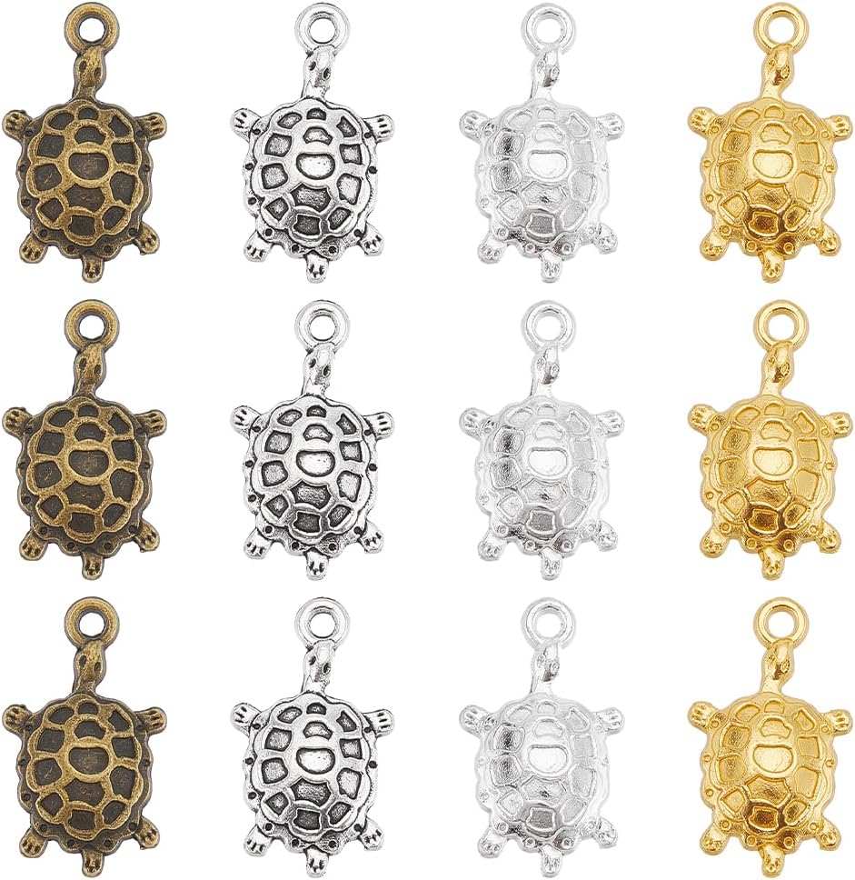 Amazon.com: SUNNYCLUE 1 Box 80Pcs 4 Colors Sea Turtle Charms Gold ...