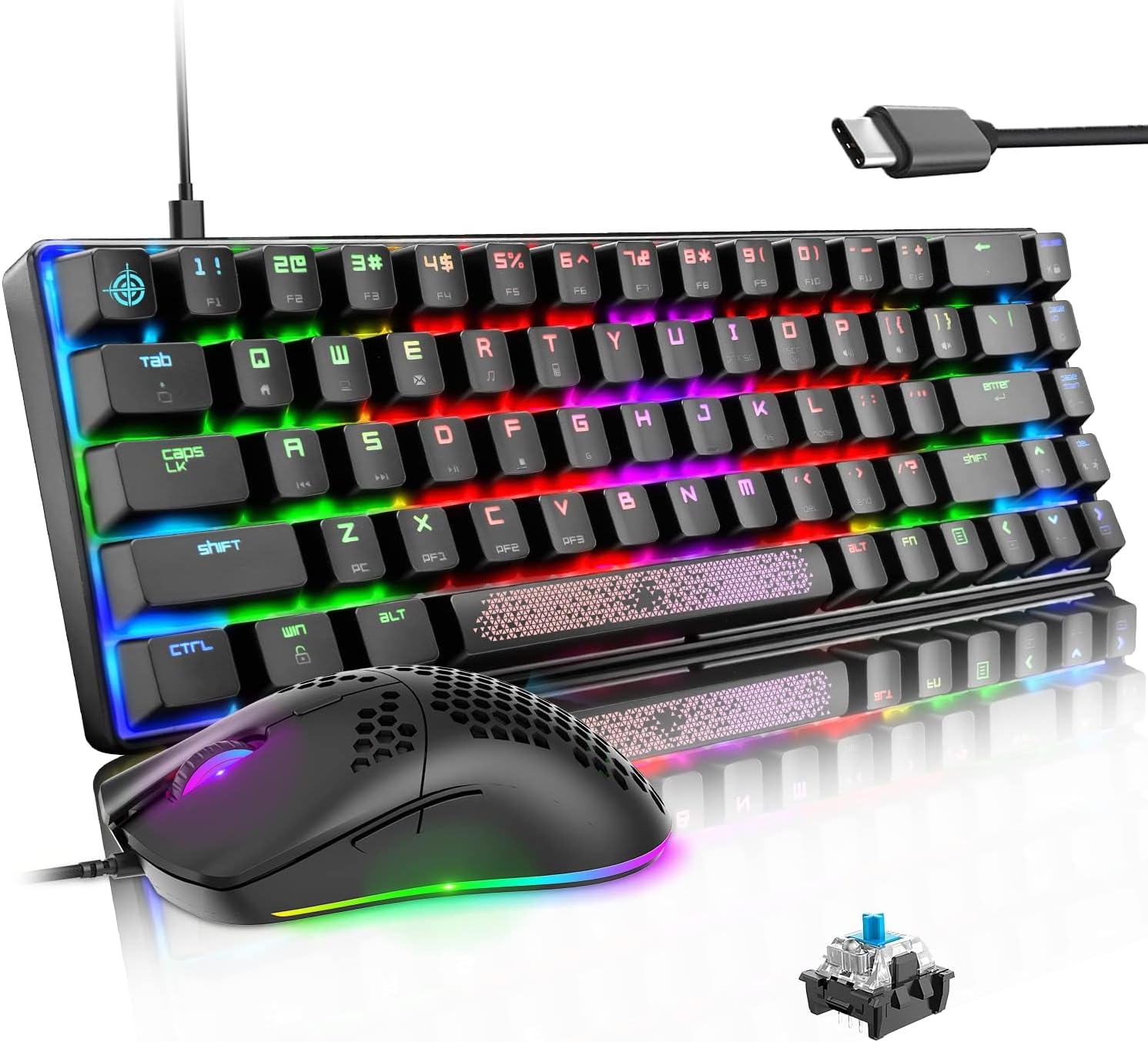 HXSJ V700 Gaming Keyboard and Mouse Combos,60% Ultra Compact Wired ...