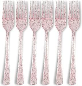 Amazon.com: Unique 23671 Reusable Plastic Forks-Assorted Pink with ...