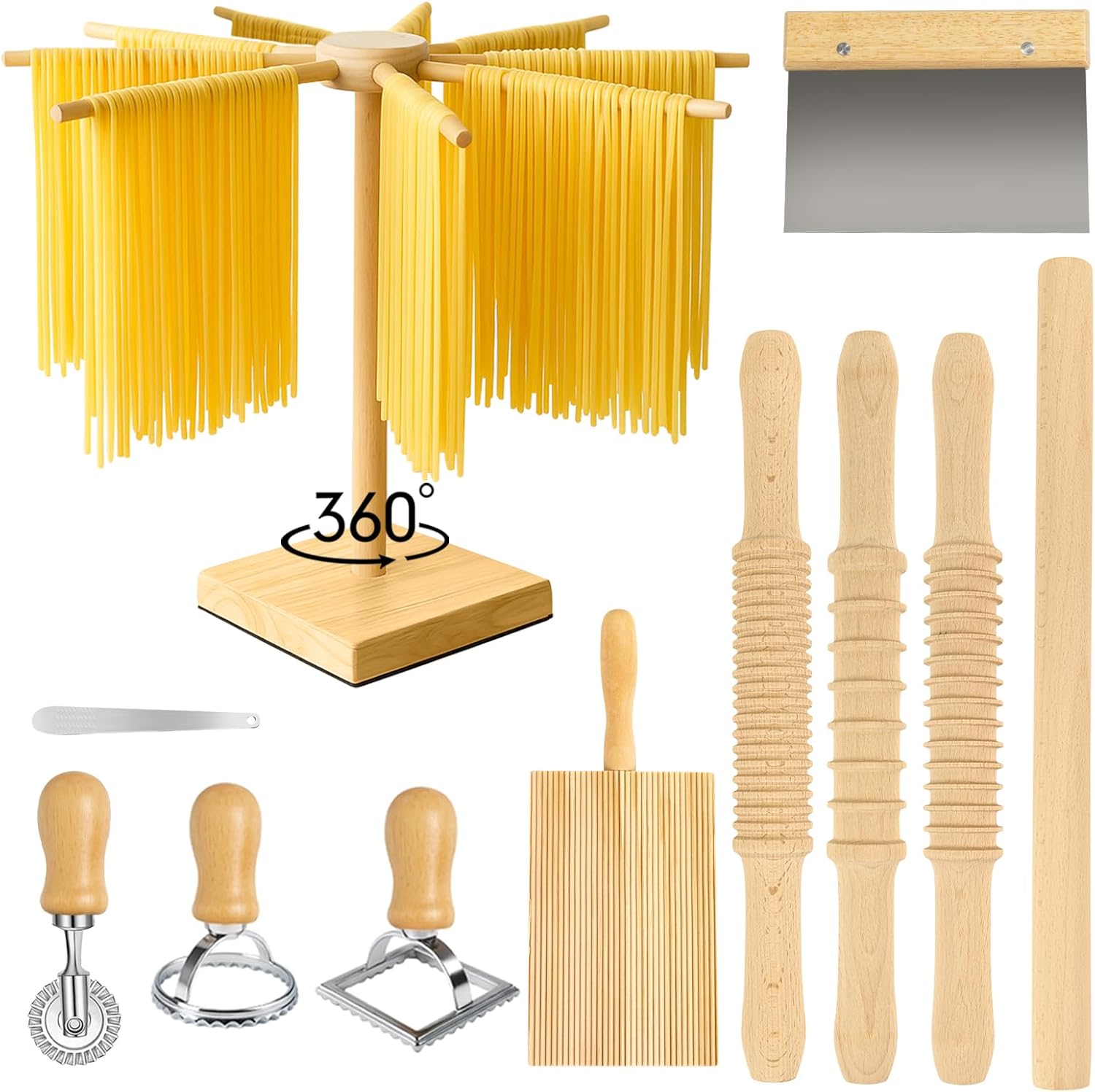 Amazon.com: 3 Size Pasta Making Tools, 11Pcs Wooden Pasta Making Kit ...