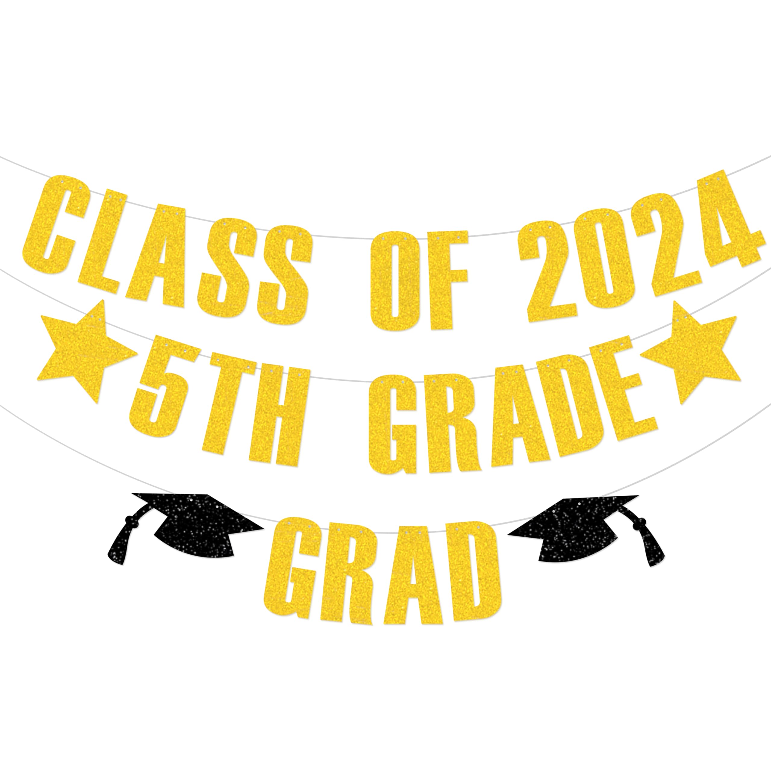 Amazon.com: Class of 2024 5th Grade Grad Banner, Gold Glitter 5th Grade ...