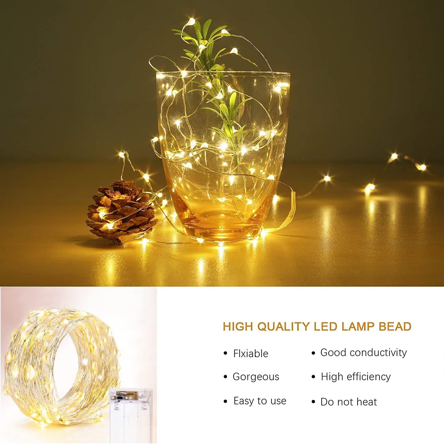 Highill – Guirnalda de luces LED con temporizador, 20 unidades, 20 ...