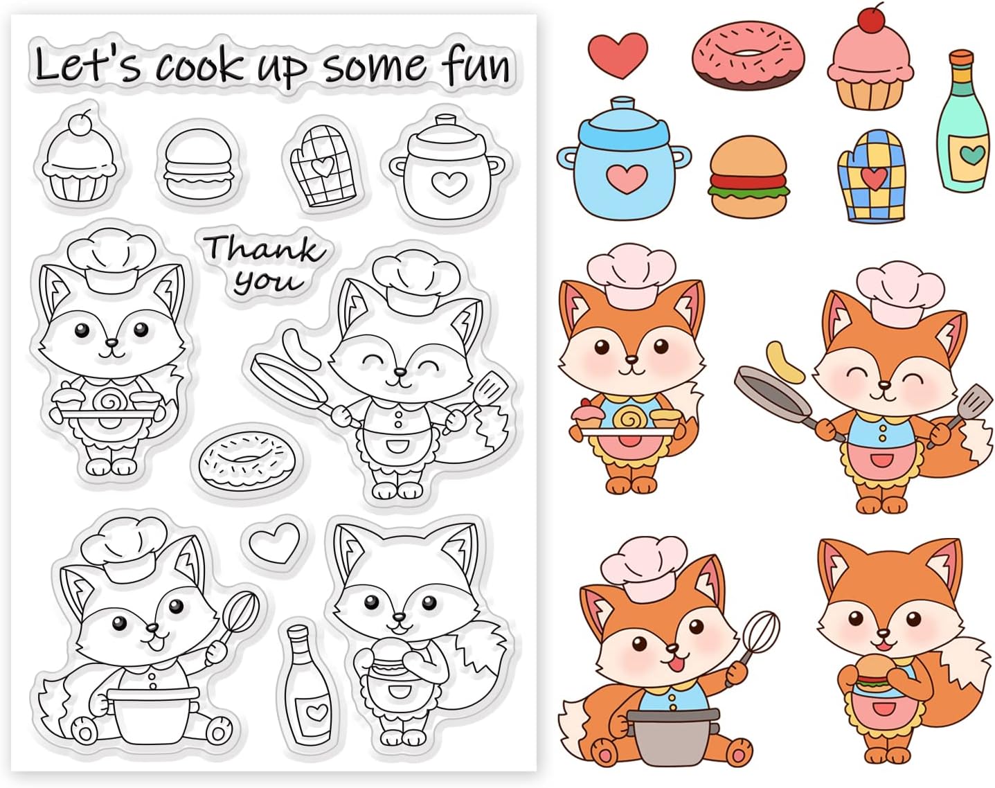 Amazon.com: BENECREAT Fox Cook Clear Stamps Kitchenware Condiment Food ...