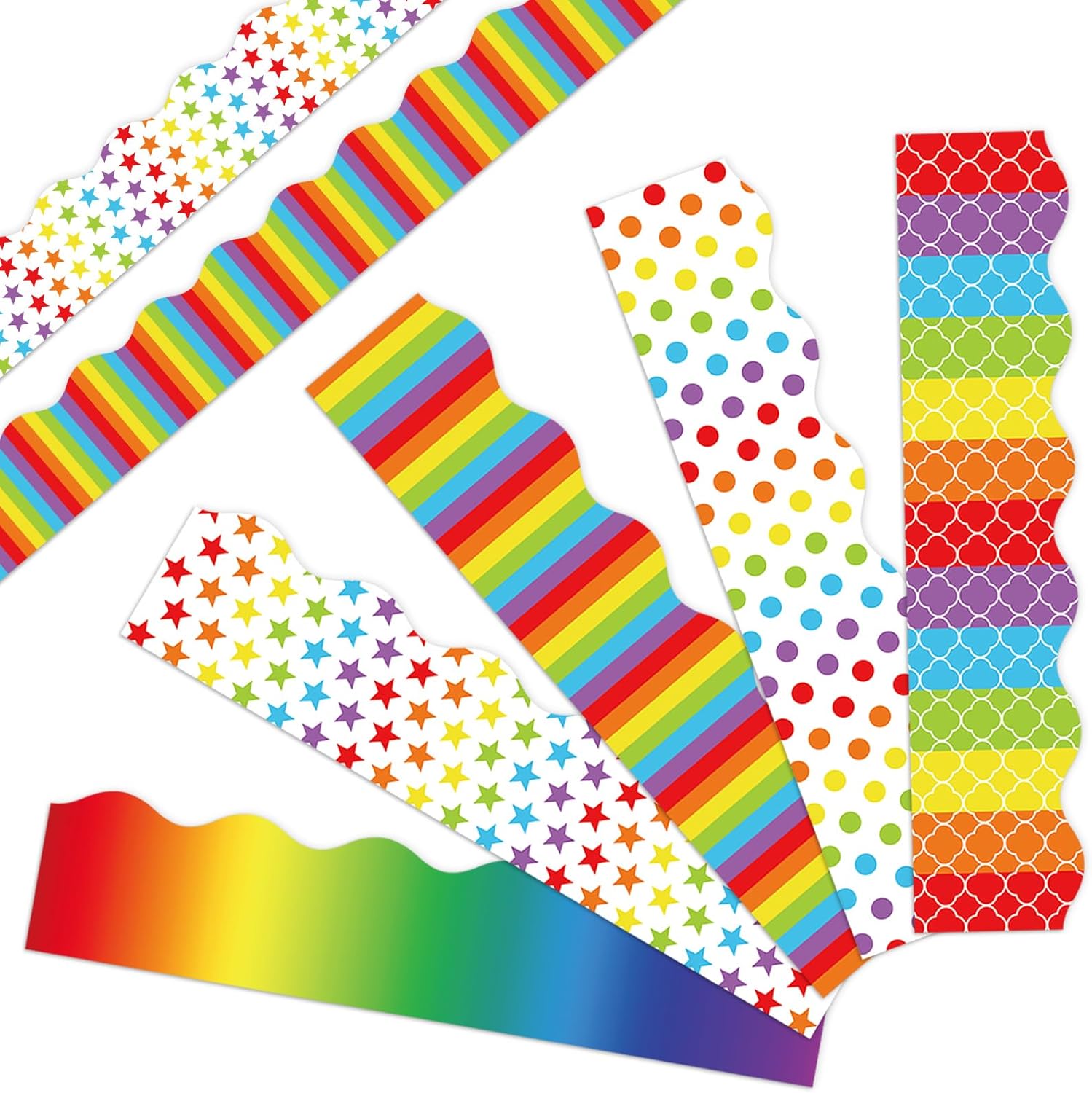 Amazon.com: Whaline 69Ft Rainbow Bulletin Board Borders Rainbow Color ...