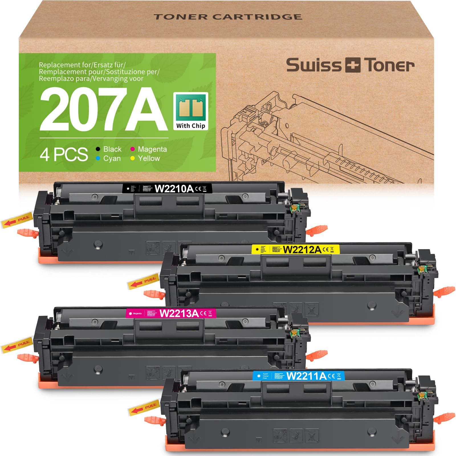 HP 207A W2210A Toner Noir Authentique pour HP Color LaserJet Pro M255 ...