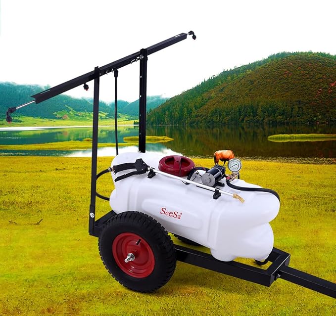 SeeSa 60L ATV Weed Sprayer with Trailer, Tow-Behind Trailer Boom ...