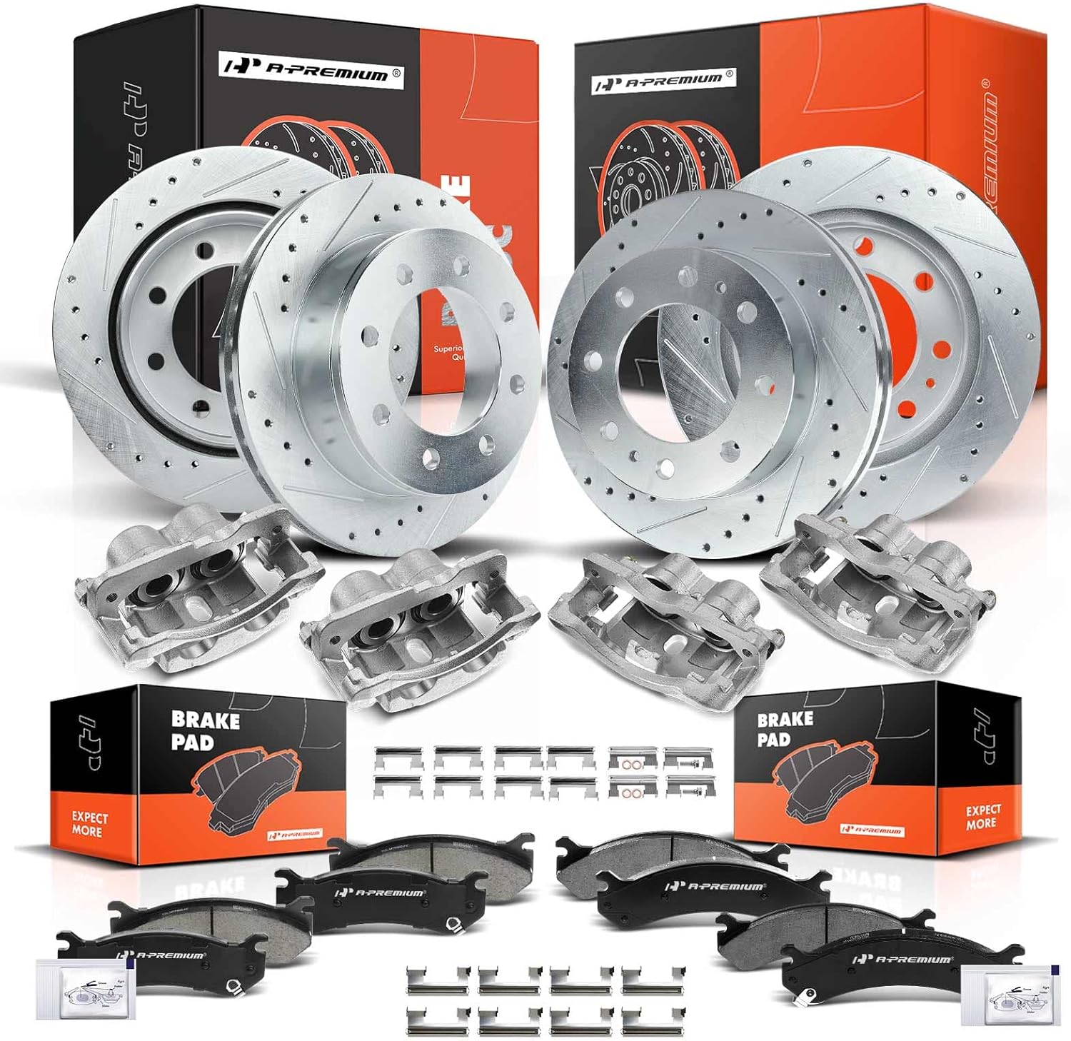 Amazon.com: A-Premium Front & Rear Drilled and Slotted Disc Brake Rotors and Ceramic Pads Kit ...