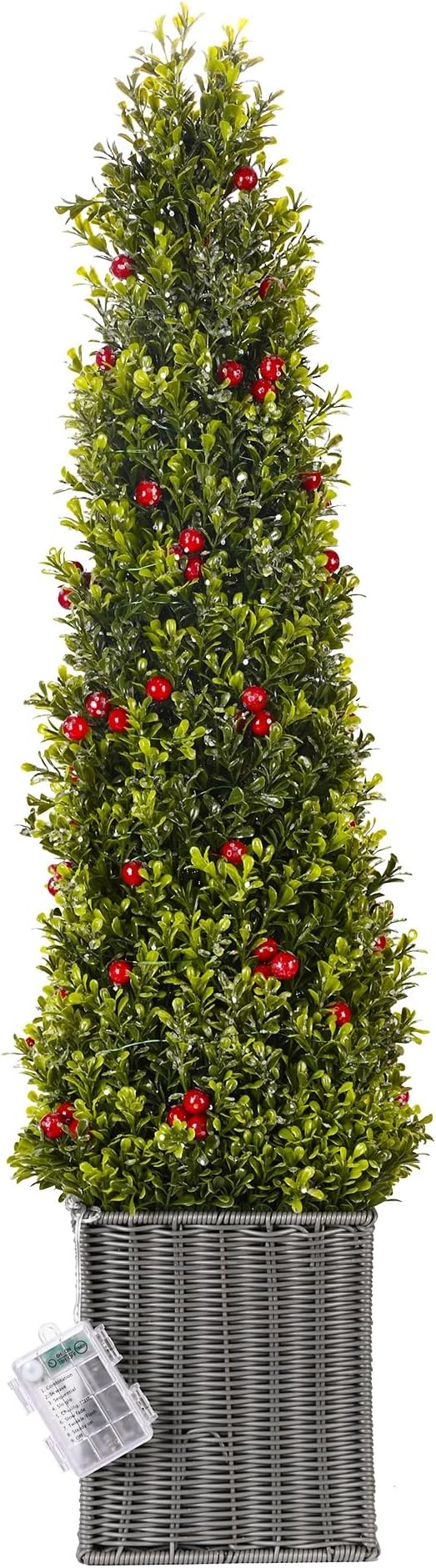 Amazon.com - 2 Pack 3FT Artificial Boxwood Topiary Christmas Tree with ...