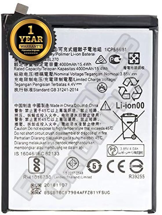 FLIPTRONICS ORIGINALS™ BL270 Battery for Lenovo K6 Note, K6 Plus, K8 ...