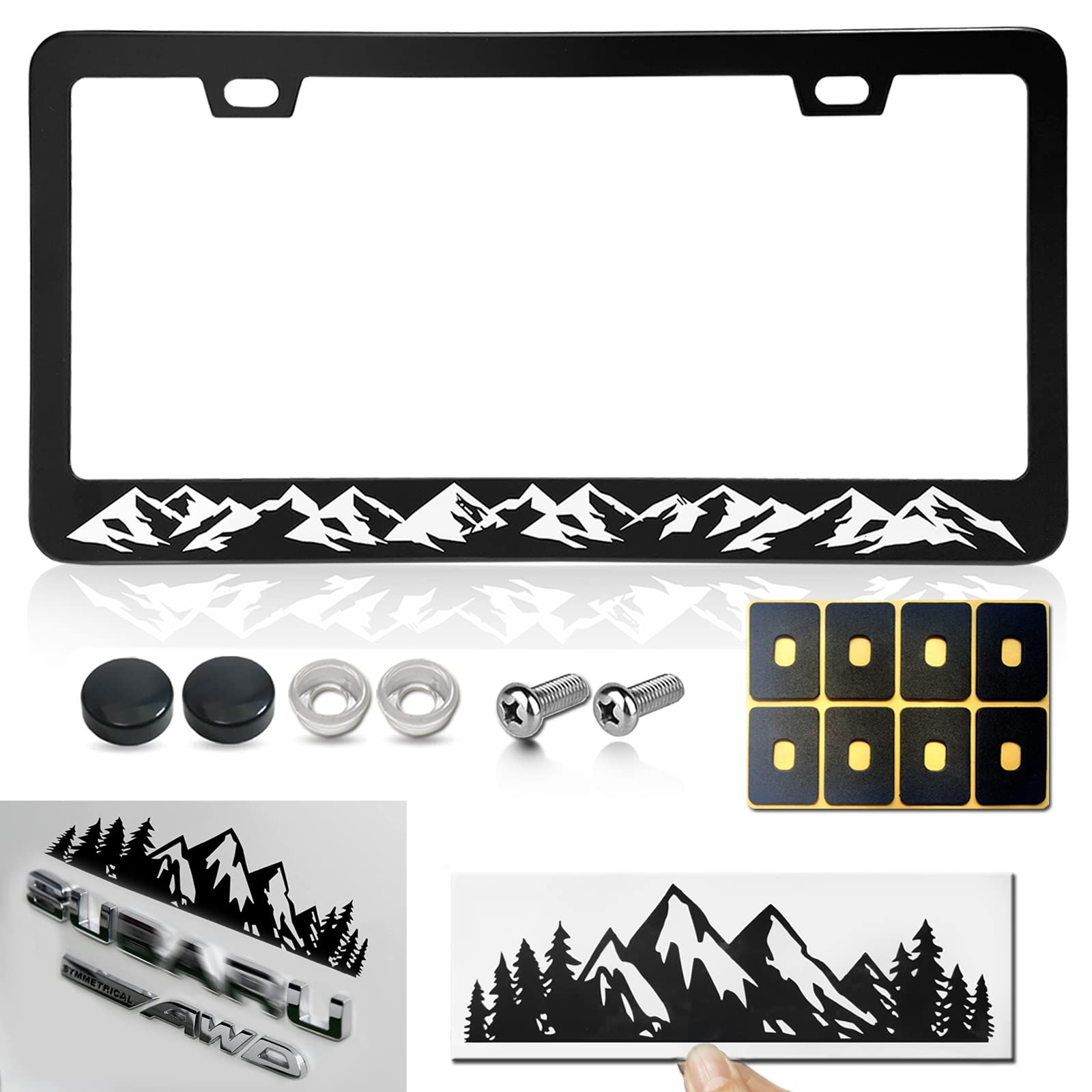 Amazon.com: BGGTMO Mountains License Plate Frame- Black Aluminum Car ...