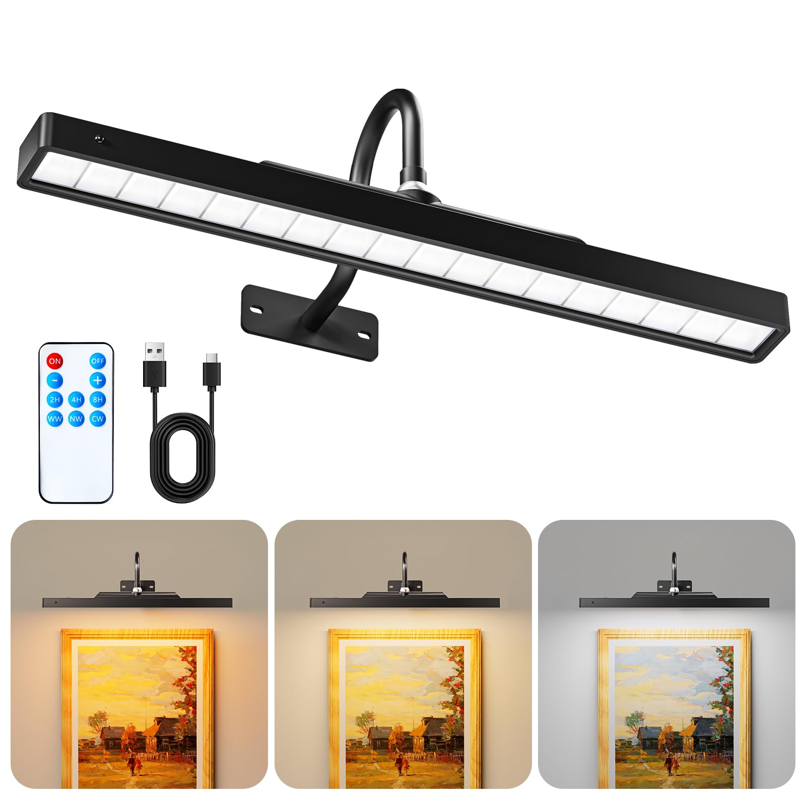 Brightown Picture Light,16in Battery Operated Picture Lights for ...