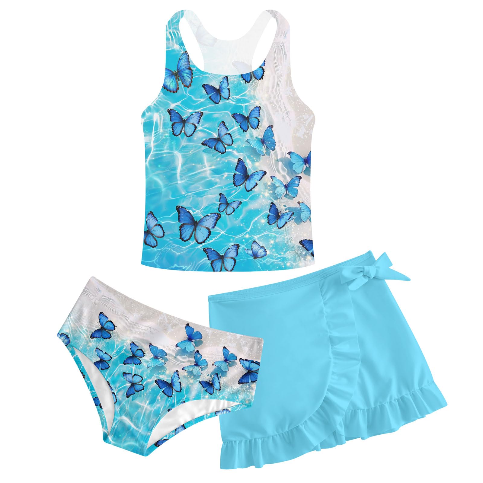 Snapklik.com : Kids Swimsuits 3 Piece Girls Butterflies Bathing Suits ...