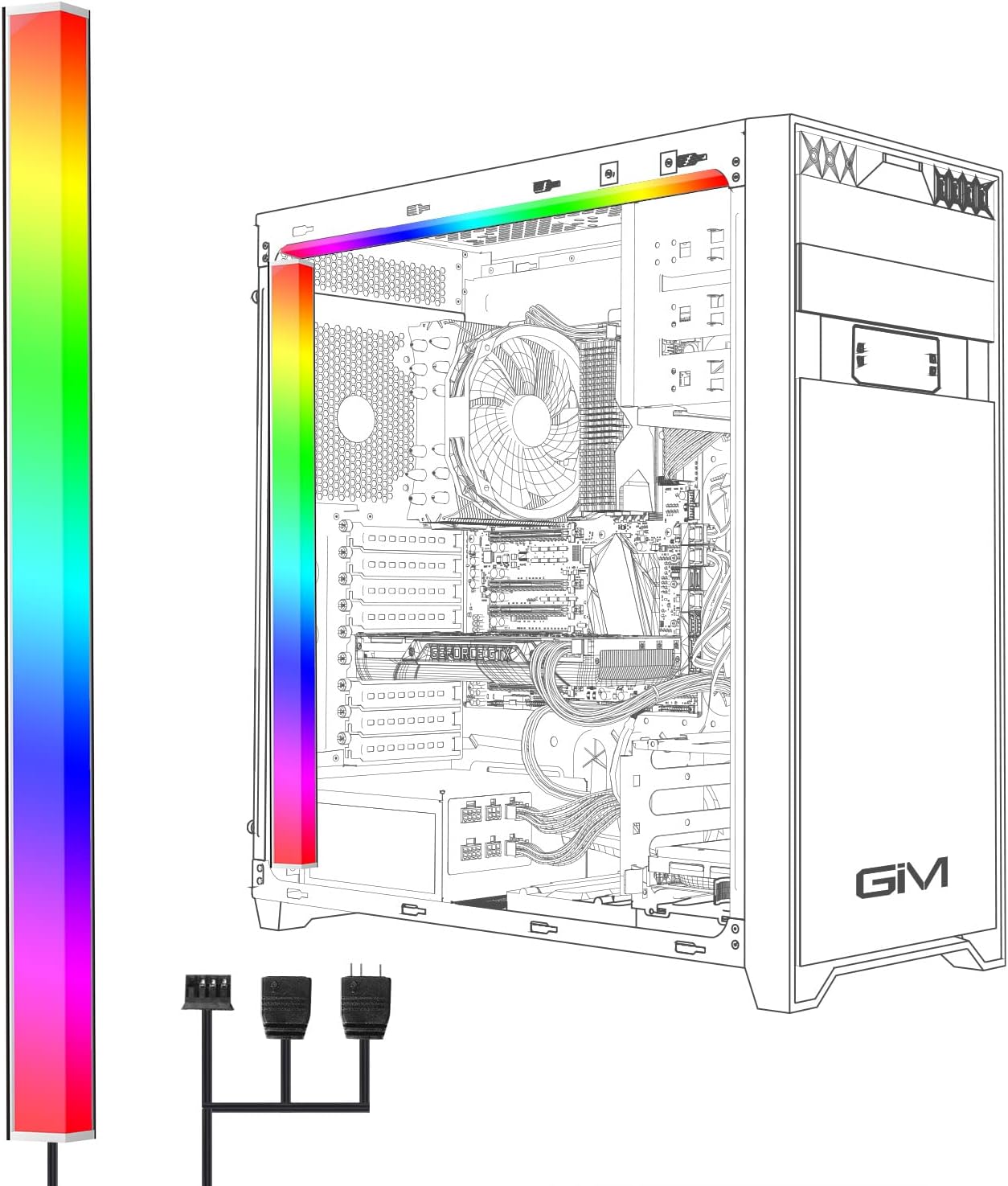 Amazon.com: GIM KB-14 RGB PC Light Strip for Gaming Case, Magnetic ...