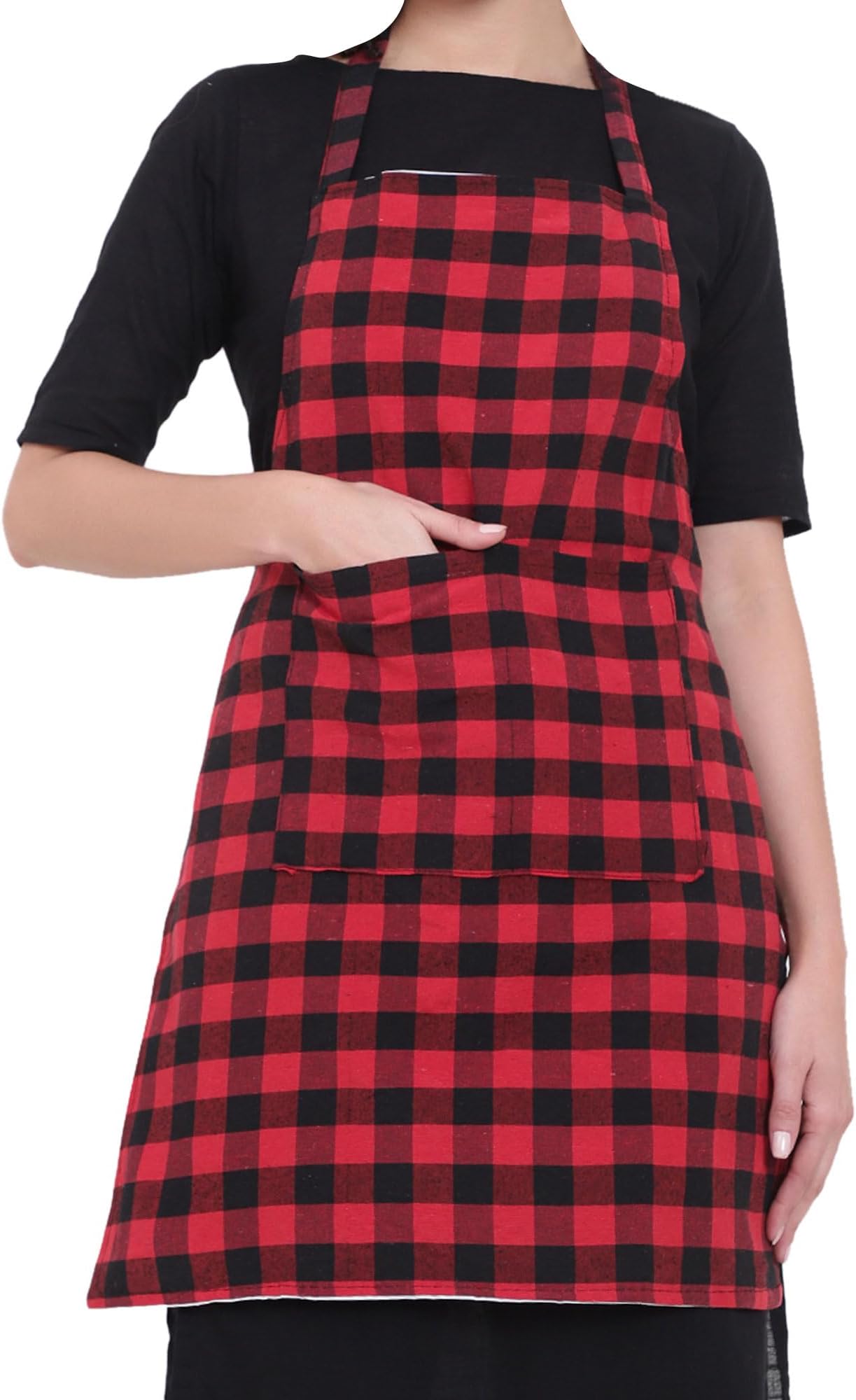 Buy GLUN Waterproof Full Size Unisex Kitchen Checkered Apron with 2 Big ...