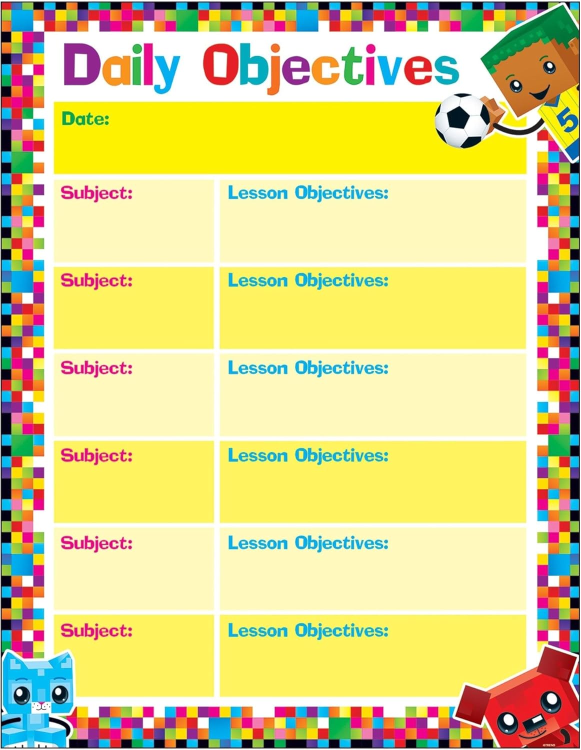 Amazon.com: Daily Objectives BlockStars!® Learning Chart : Office Products