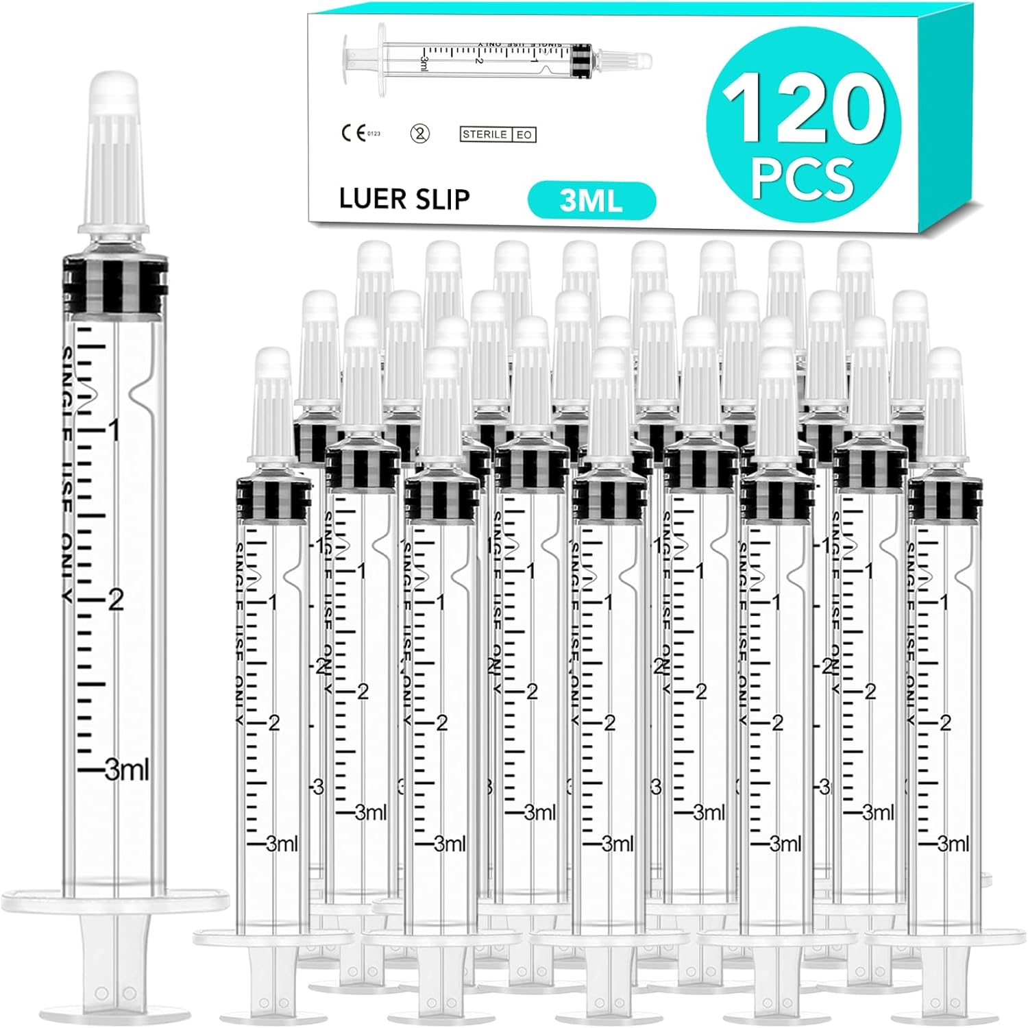 Amazon.com: 120 PCS 3ml Syringe with Cap for Liquid,Oral Syringe ...