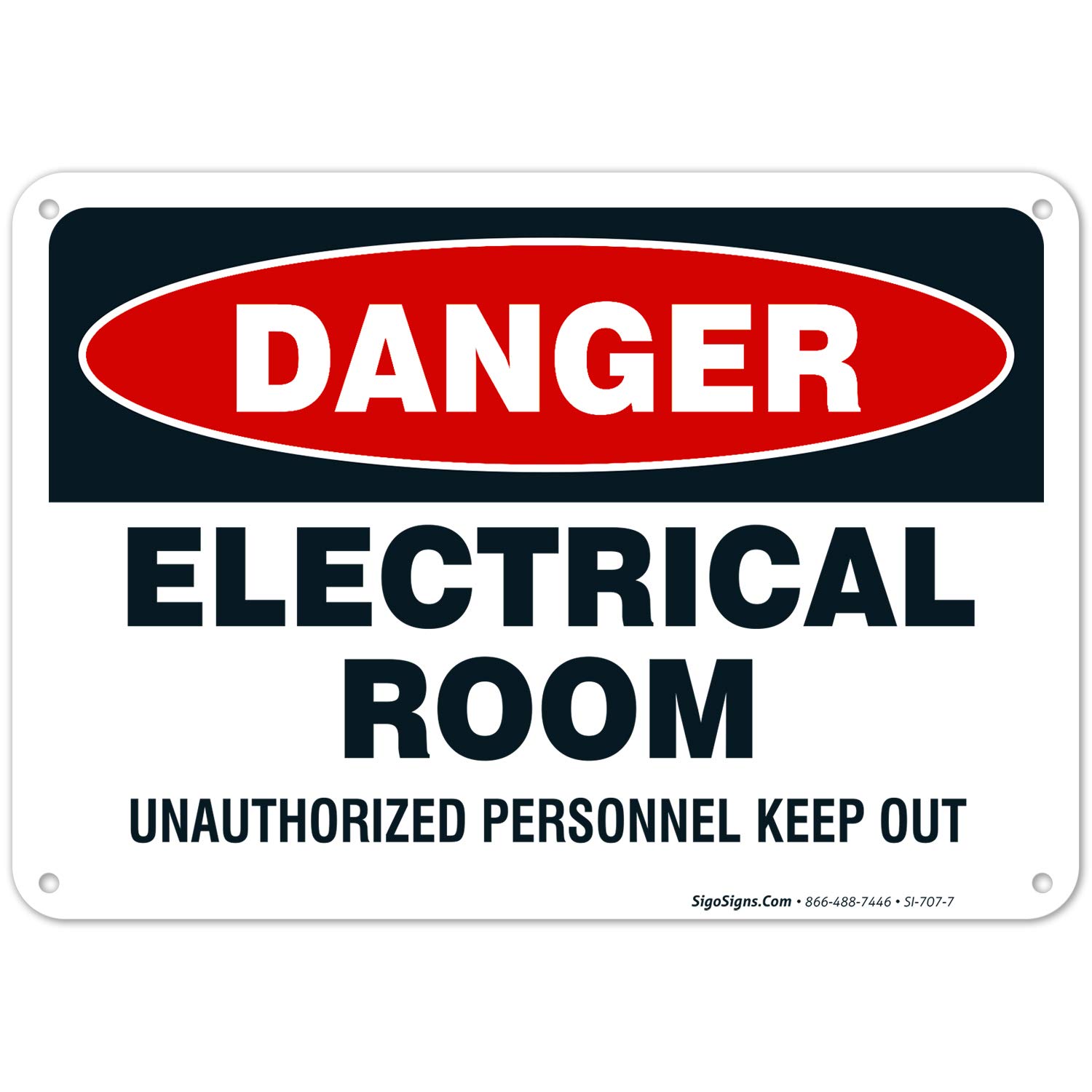 Electrical Room Sign, 10x7 Inches, Rust Free .040 Aluminum, Fade ...