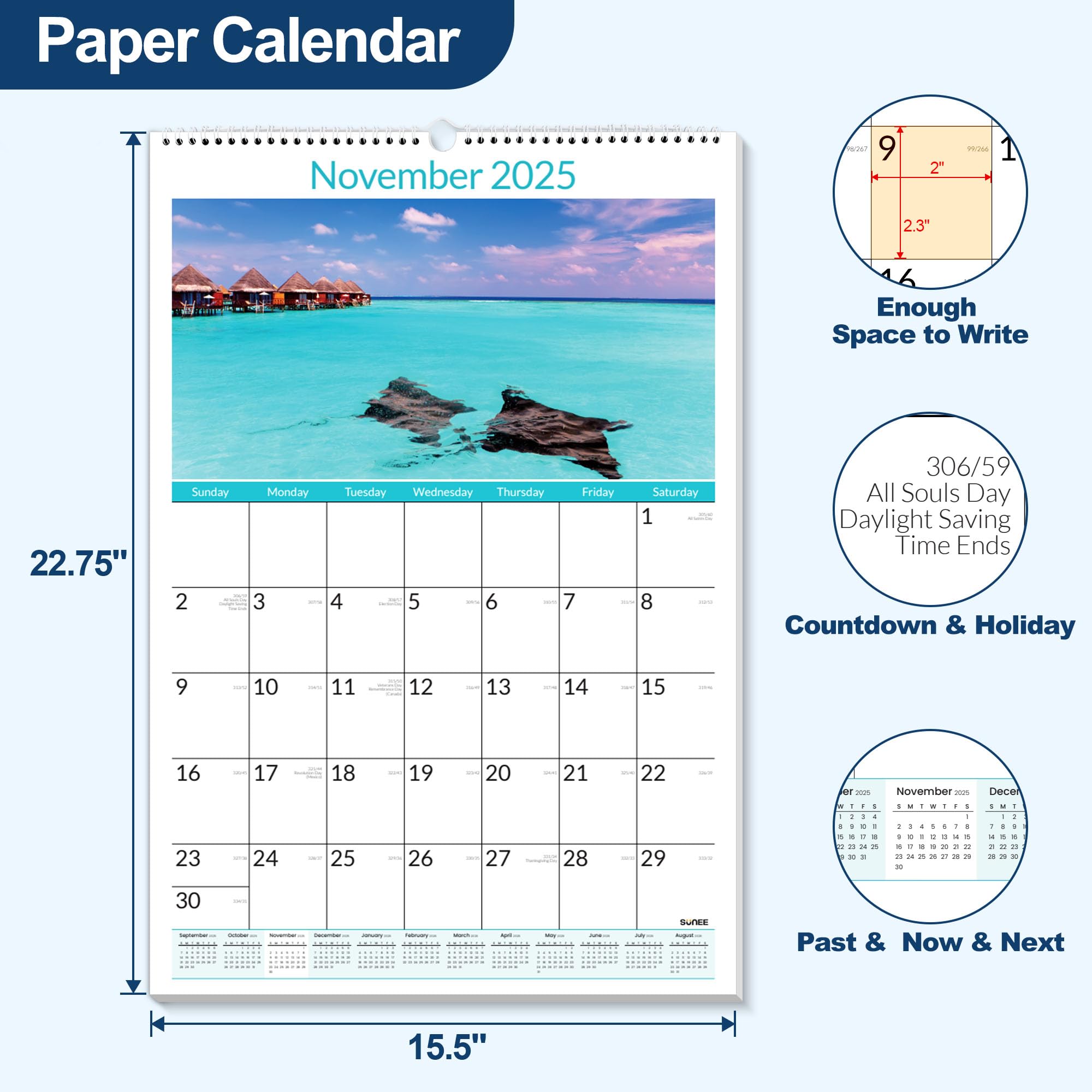 Snapklik.com : 2025 Wall Calendar Large 2275"x155", 21 Month Calendar ...