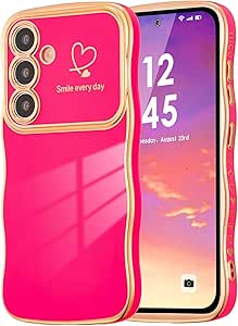 Amazon.com: ZTOFERA for Samsung Galaxy S25 5G Case 6.2 inch,Cute Curly Wave Frame Case with Love ...