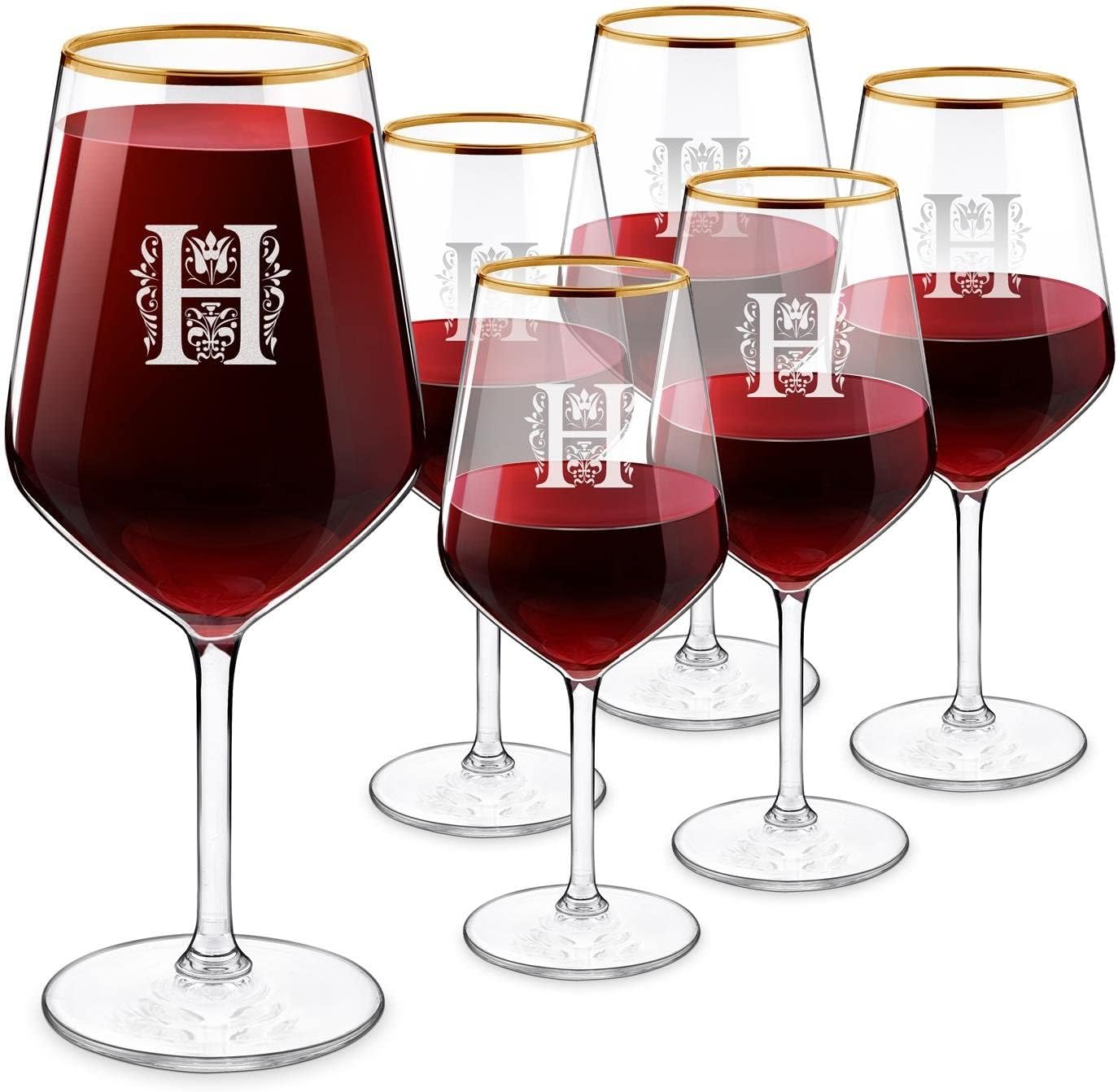 Maverton XL Wein Gläser Set mit Gravur - 530 ml - 6 Rotwein-Kelch mit ...