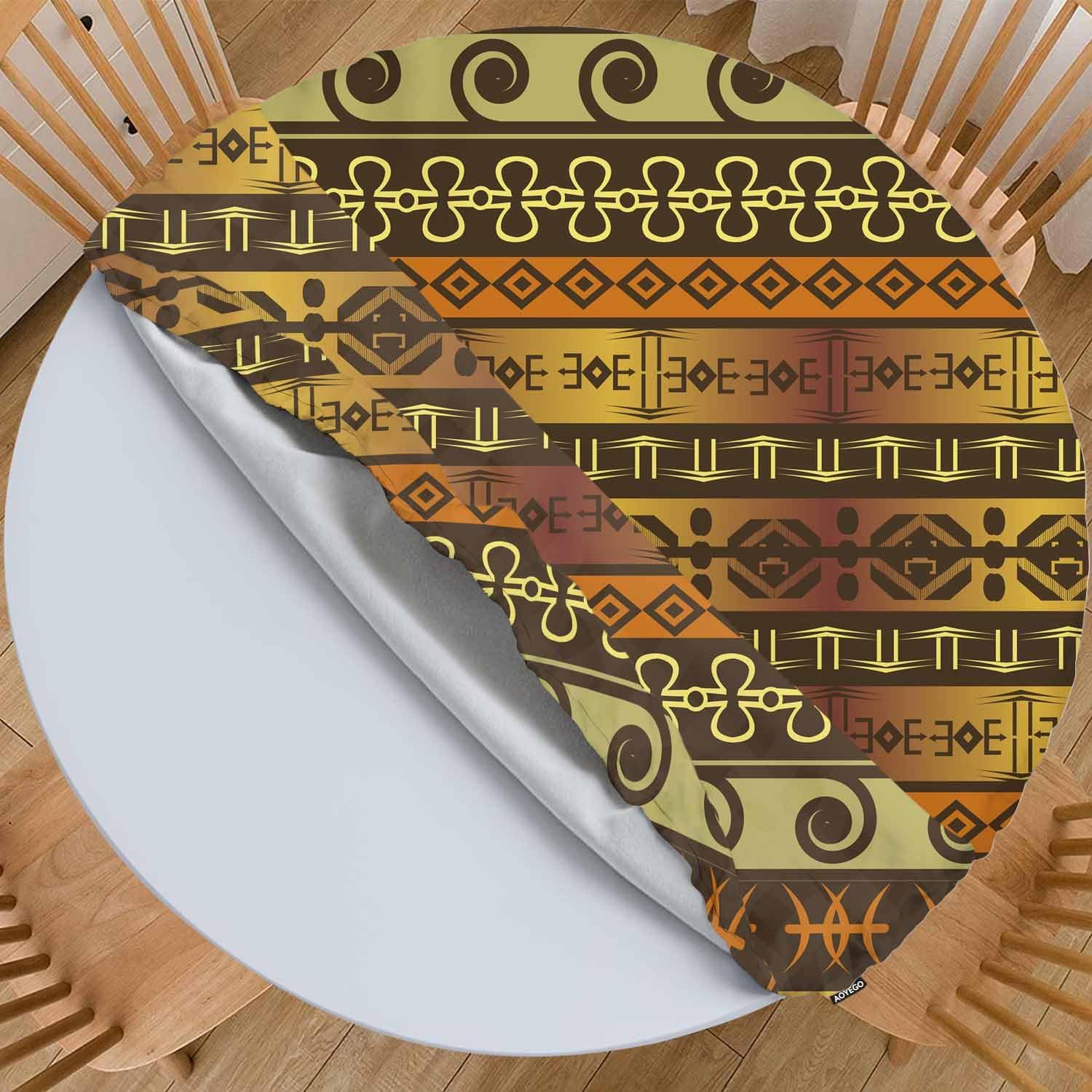 Amazon.com: AOYEGO Geometric Round Tablecloth African Ethnic Indigenous ...