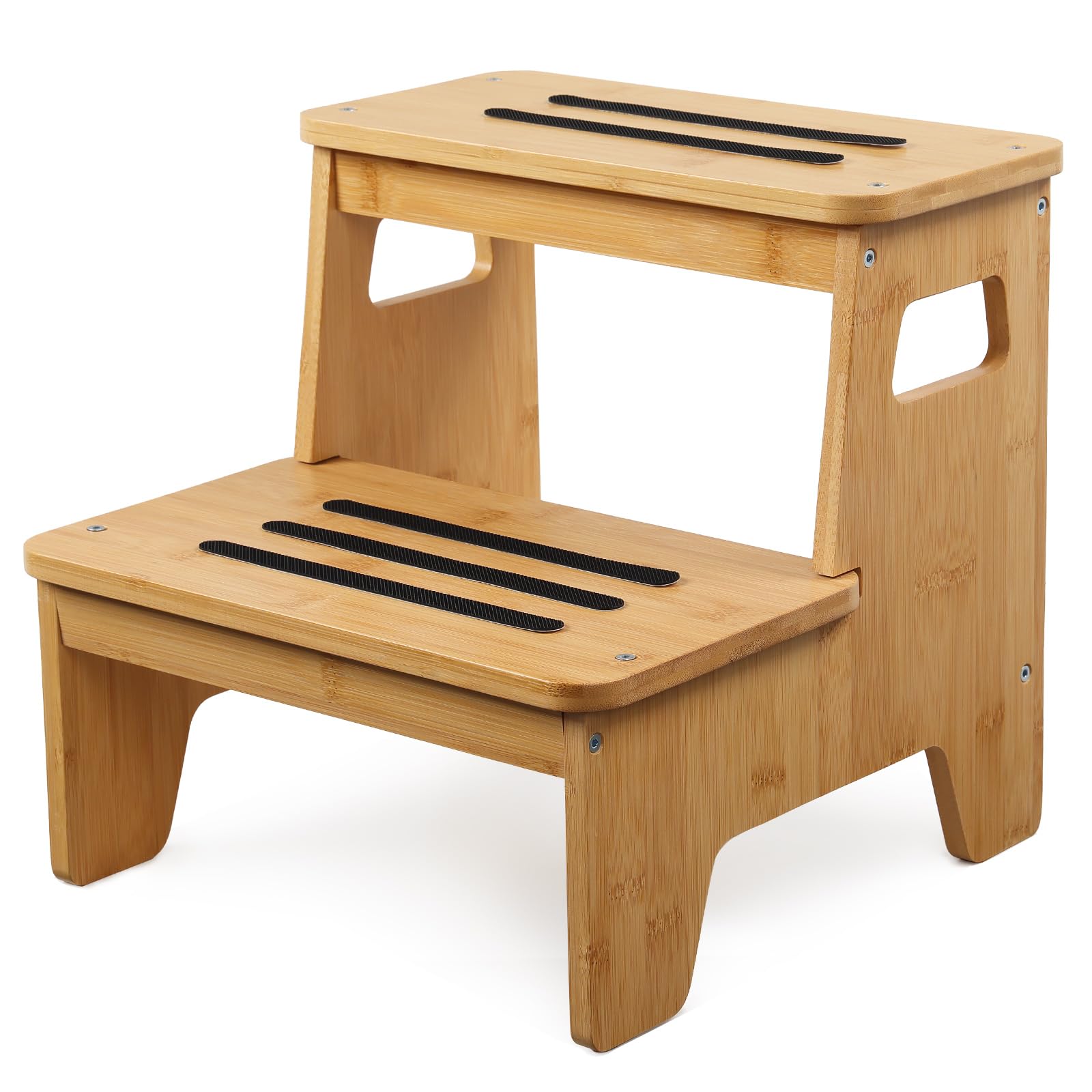 Amazon.com: Wooden 2-Step Stool, Bamboo Step Stool with Handles, DIY ...