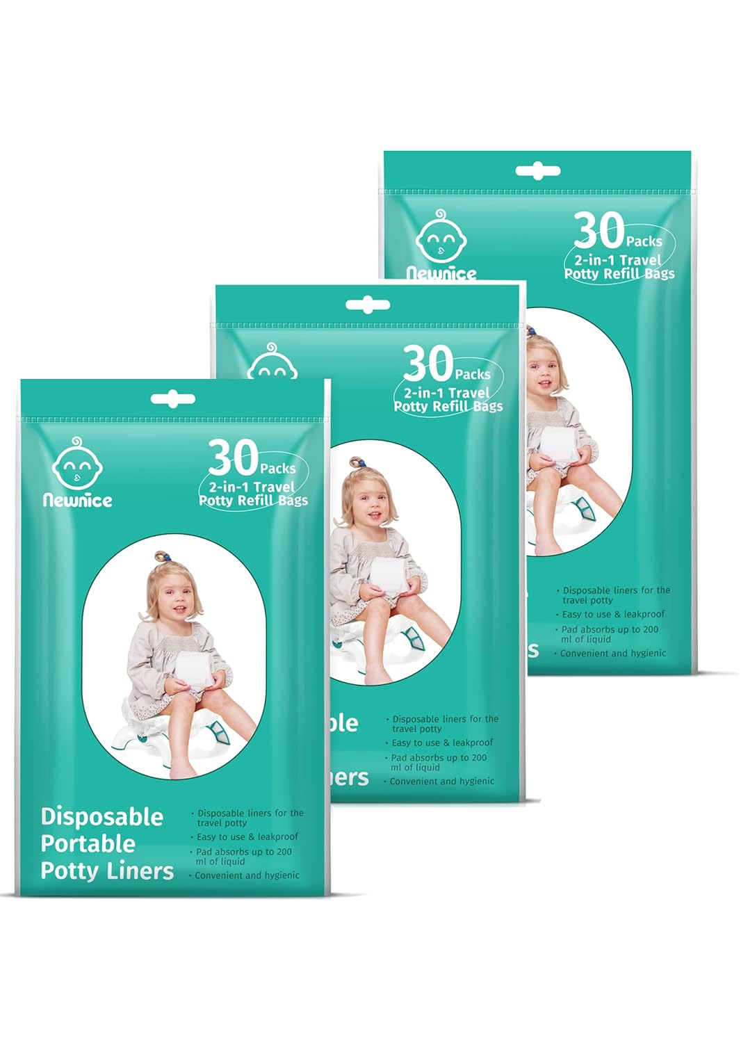 Amazon.com : Newnice 90 Packs Potty Liners Disposable, 200ML Absorbent ...