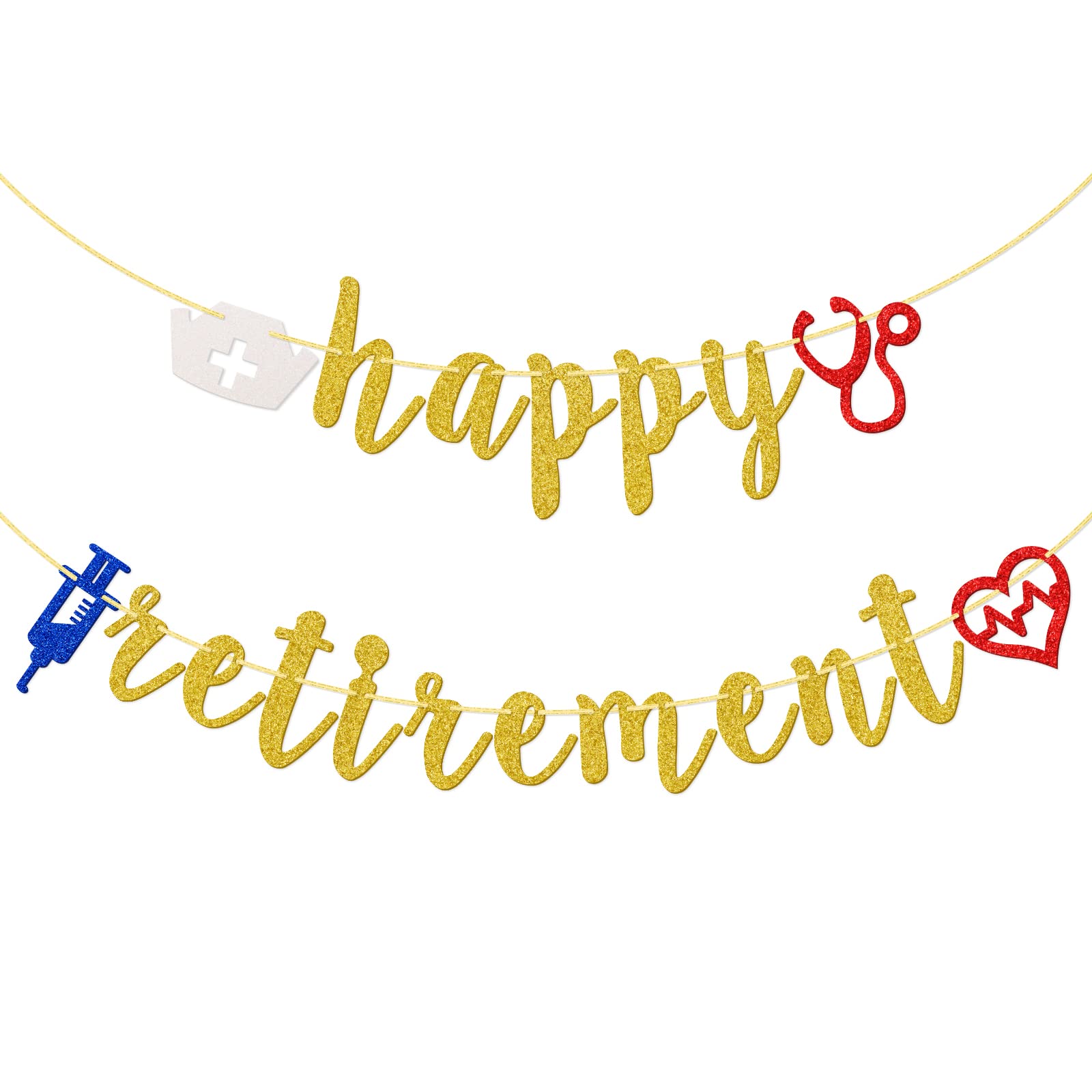 Amazon.com: Firefairy Nurse Retirement Banner, Gold Glitter, 5.0 x 50.0 ...