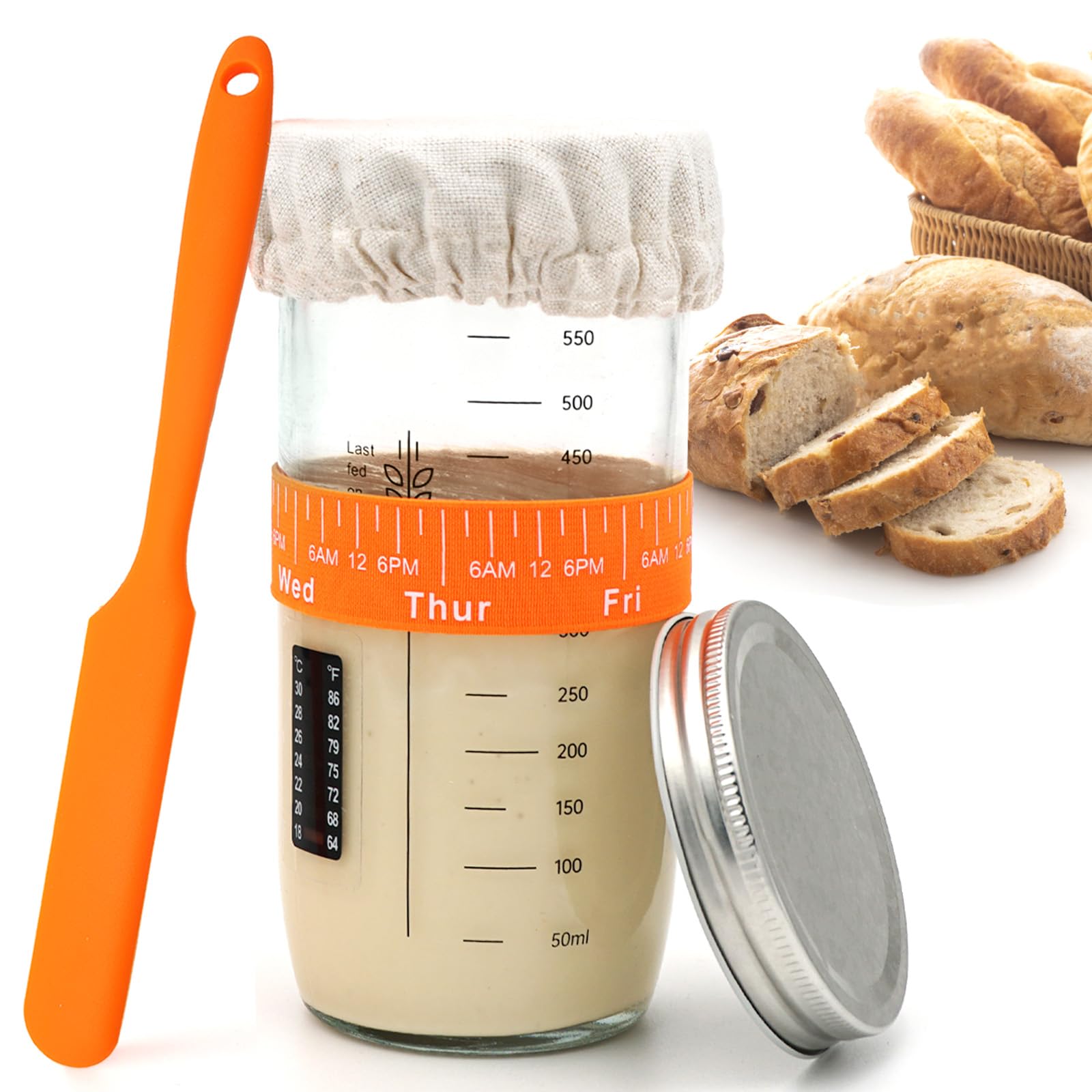 Amazon.com: Unihopper Sourdough Starter Jar Kit with Thermometer ...