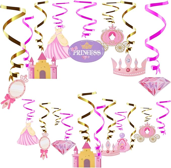 Amazon.com: 30PCS Princess Hanging Swirls Decorations for Kids Princess ...