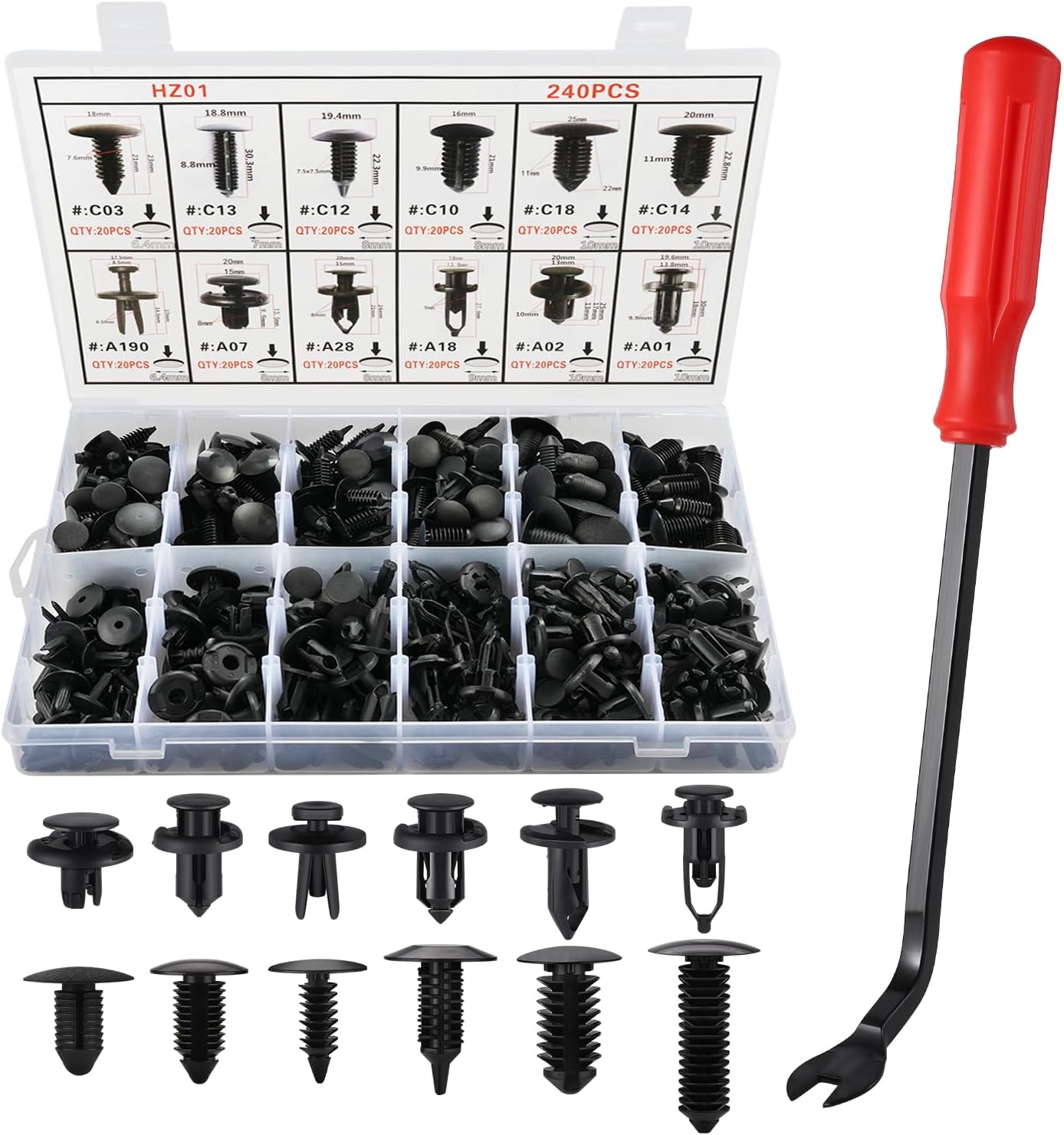 Amazon.com: LivTee 240pcs Car Plastic Push Pin Rivet Fasteners ...