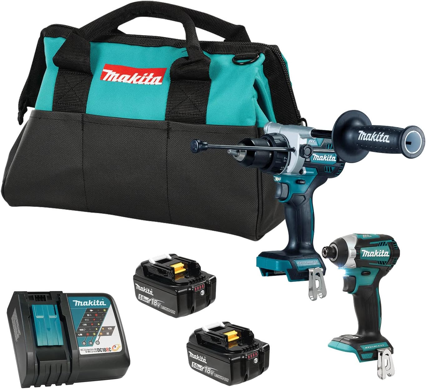 Makita DLX2412TX1 18V LXT Brushless Cordless 2-Piece Combo Kit with 1/4 ...