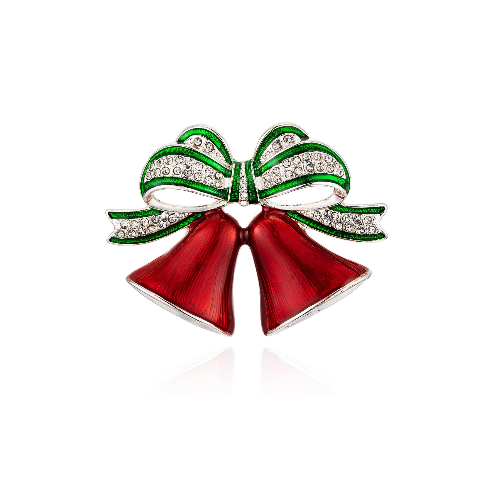 Amazon.com: RareLove Red Christmas Bell Brooch Pin Green Bowknot ...