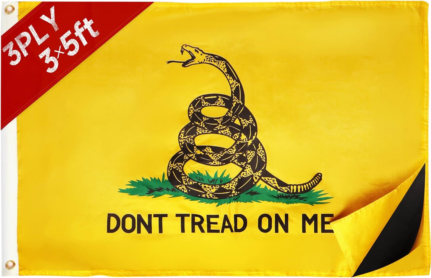 Amazon.com : Gadsden Don't Tread On Me 3 Ply Double Sided Flag 3x5 ...