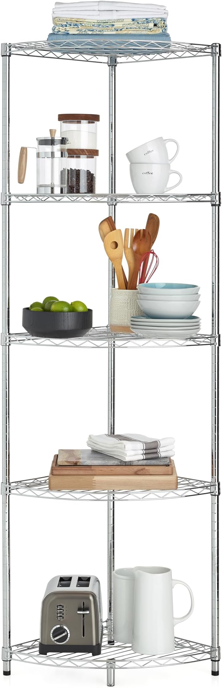 Amazon.com: HSS 5-Tier Corner Wire Shelf Unit 18" Dx18 Wx72 H, Chrome ...