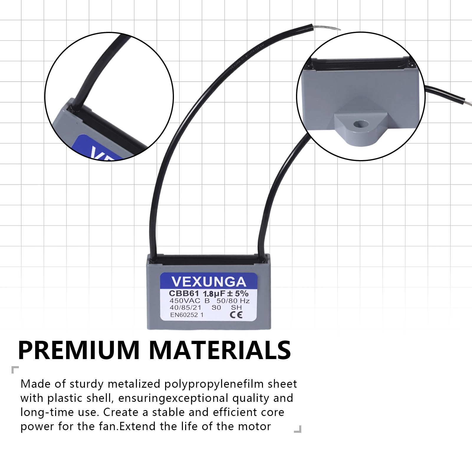 Snapklik.com : VEXUNGA CBB61 Fan Capacitor 1.8uF 450 Volt Ceiling Fan ...
