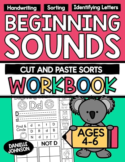 Amazon.com: Beginning Sounds Cut and Paste Sorts Workbook: Phonics ...