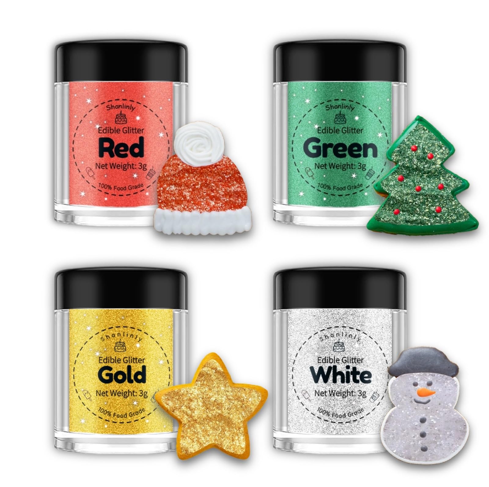 Amazon.com: Edible Glitter for Drinks Cakes Decoration Chrismas Set ...