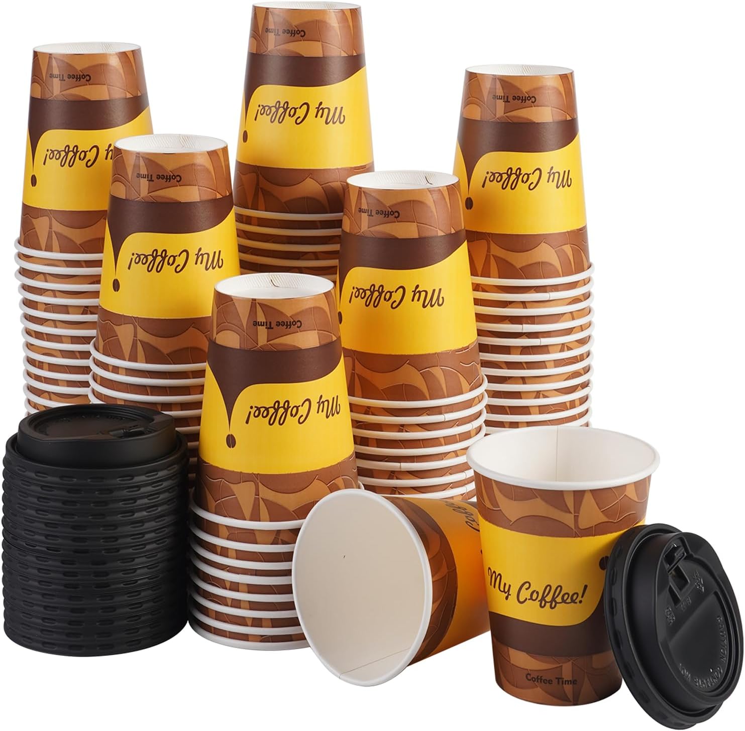 Amazon.com: Bruntmor 12 Oz Disposable Coffee Cups With Lids - Paper ...