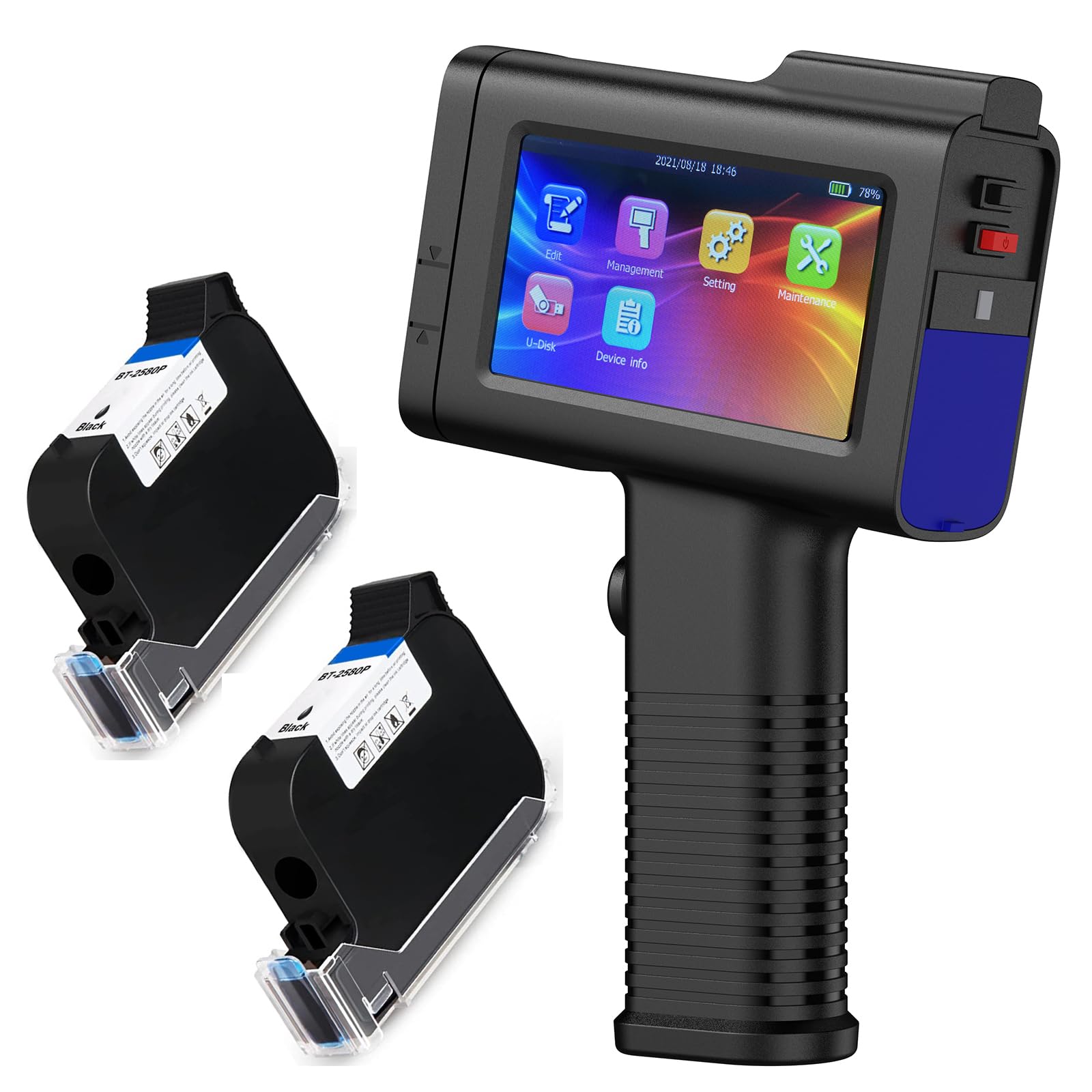 Amazon.com: UPRINTJET BT-HH6105B2 Handheld Inkjet Printer with 42ml BT-2580P Black Fast Dry Ink ...