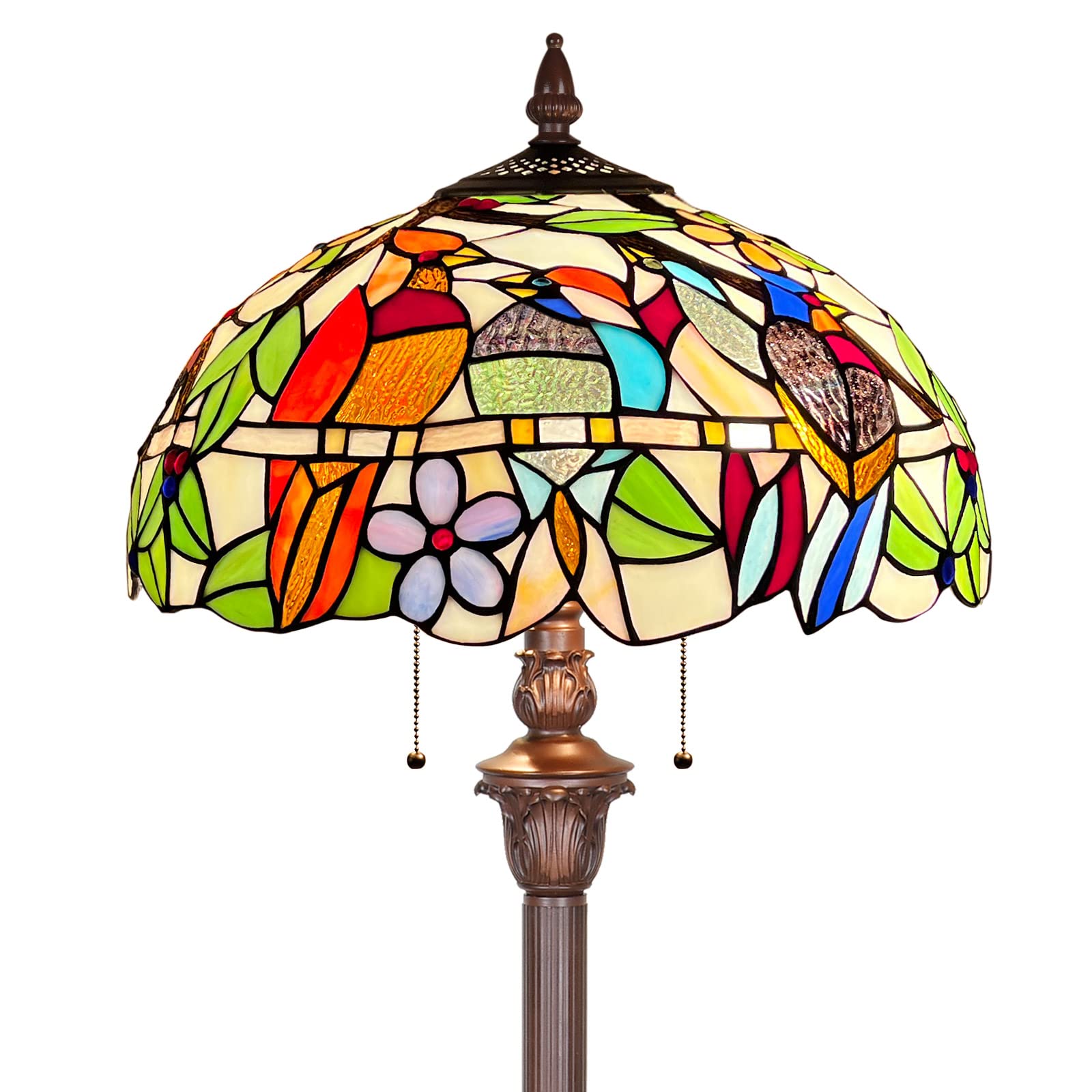 Capulina Tiffany Floor Lamp 2-Light 16X16X66 Inches Cardinal Birds ...