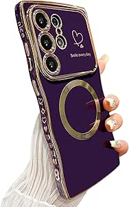 Amazon.com: ZONRW for Samsung Galaxy S22 Ultra Case Magnetic,for Women Girls Soft Cute Wave ...