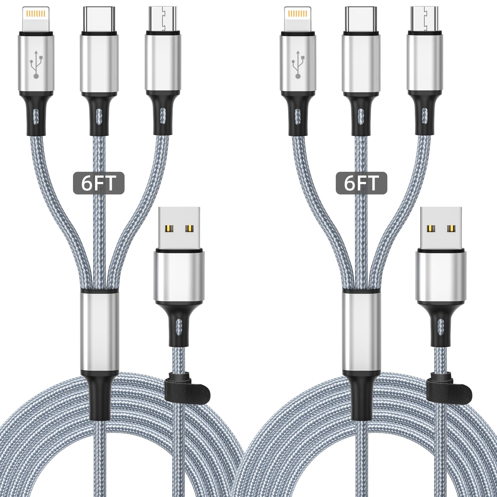 Multi Charging Cable [2Pack 6FT] 3 in 1 Multi Charger Cable Universal ...