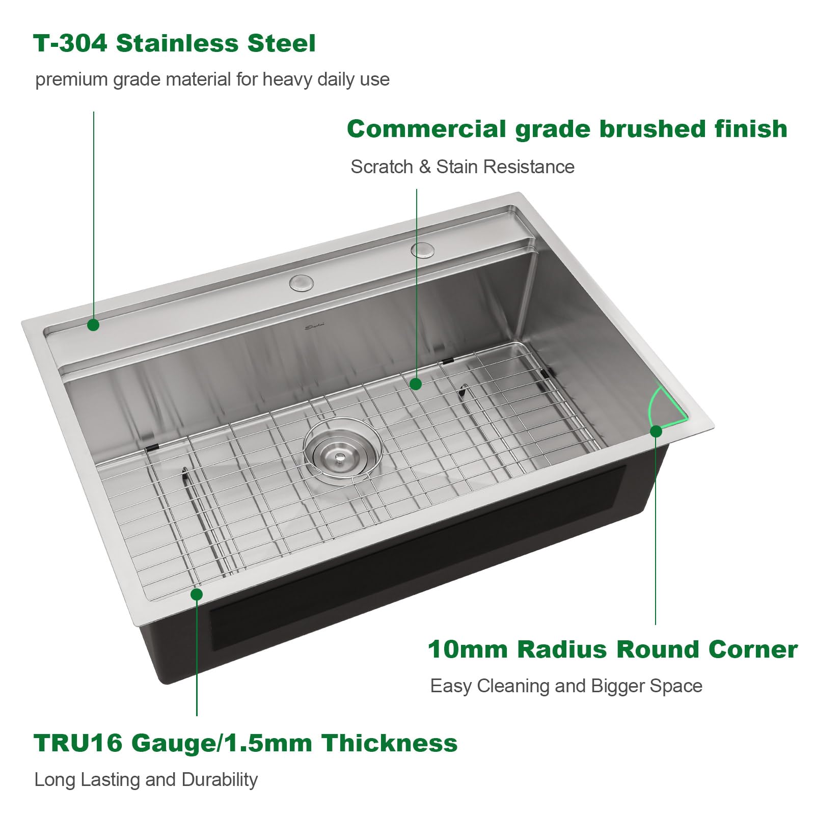 Snapklik.com : 33 Drop In Kitchen Sink - Sarlai 33x 22 Topmount Kitchen ...