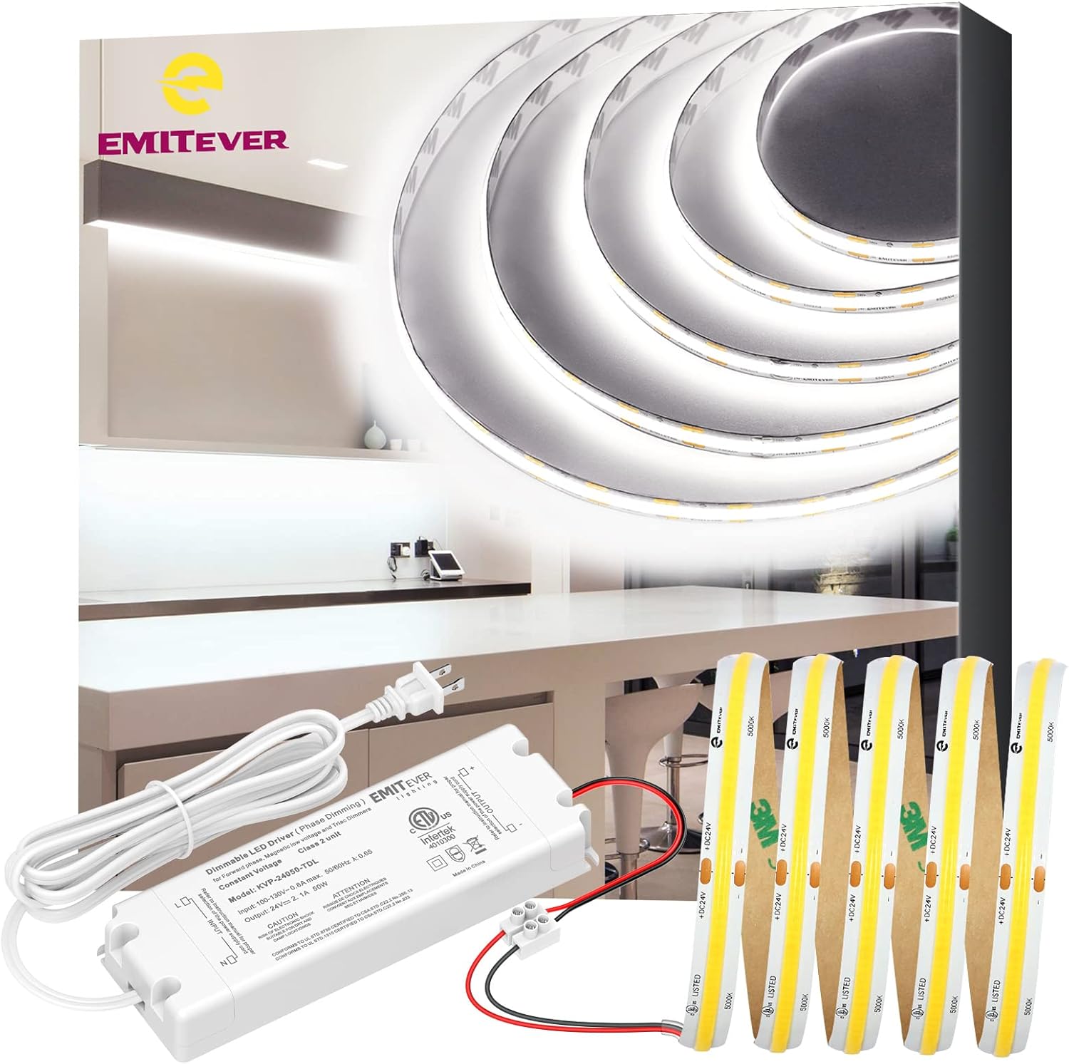 Amazon.com: EMITEVER COB LED Strip Lights Cool White, 5000K Premium ...