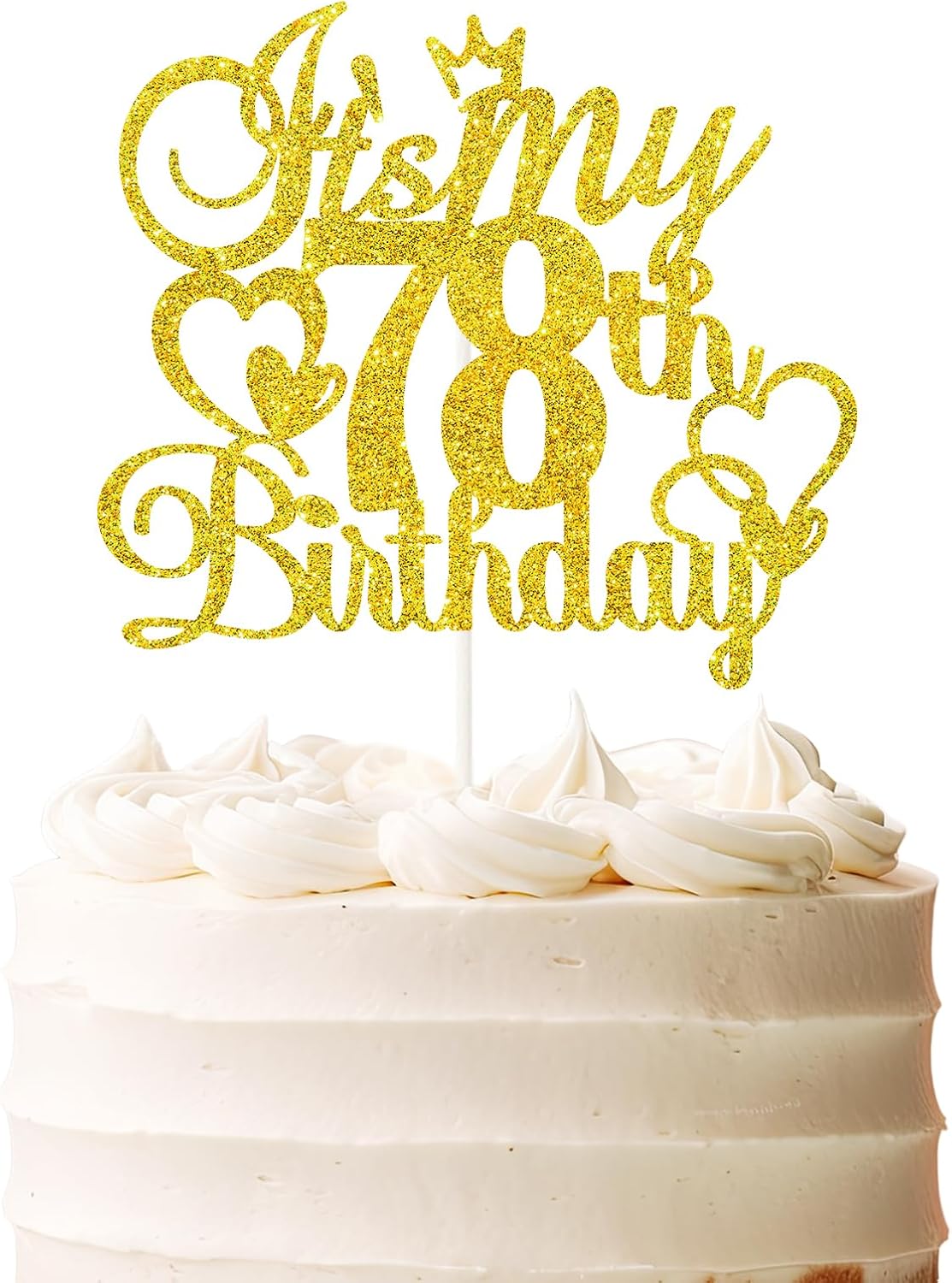 Amazon.com: It's My 78th Birthday Cake Topper - Gold Glitter Happy 78th ...