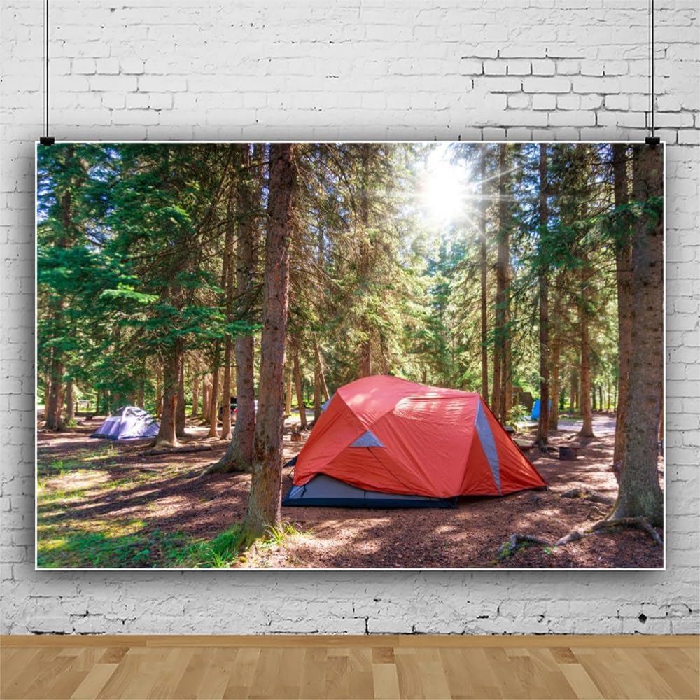 Amazon.com : Forest Scene Camping Backdrop Sunshine Camping Theme Party ...